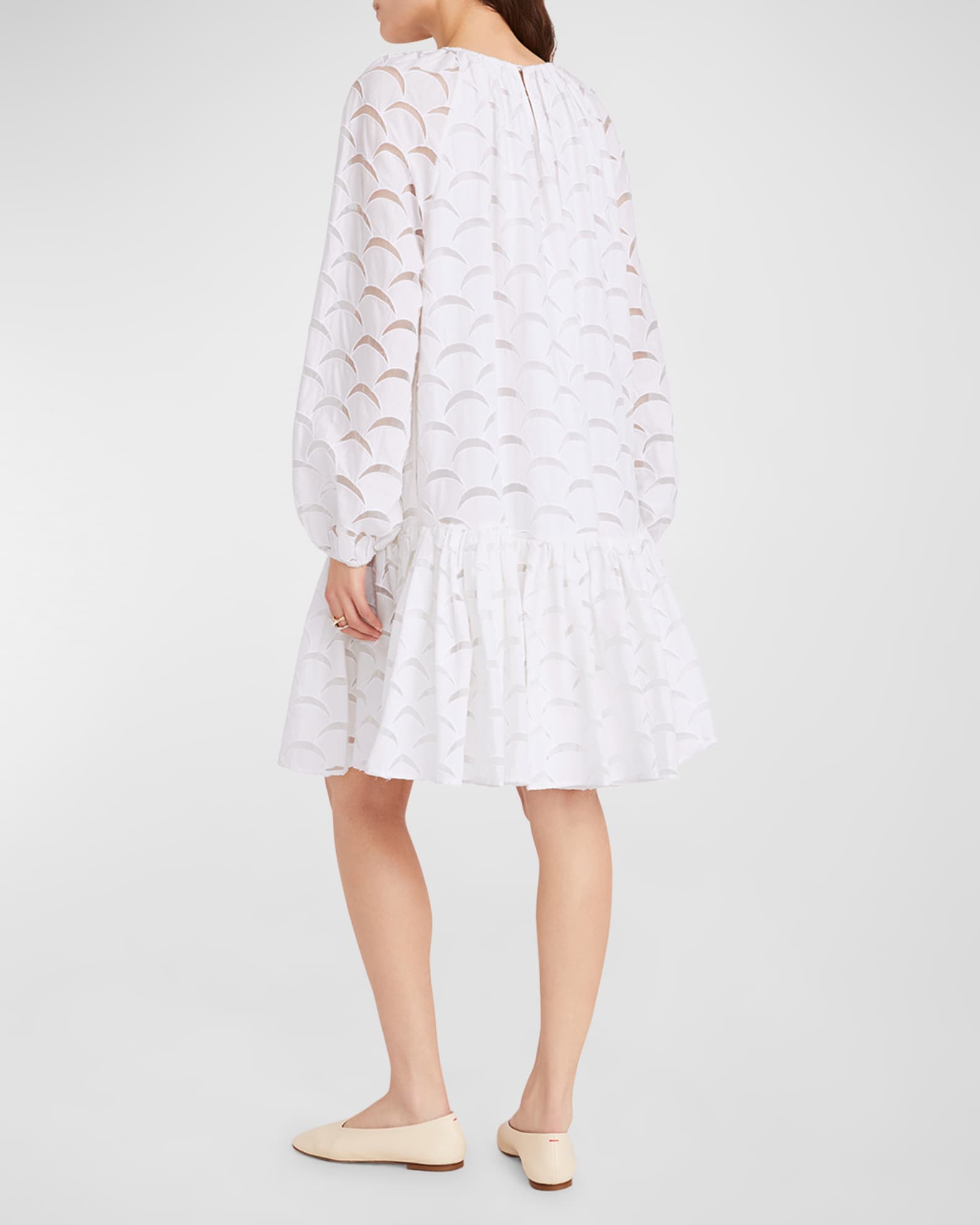 Merlette Emile Sheer-Inset Flounce Dress | Neiman Marcus