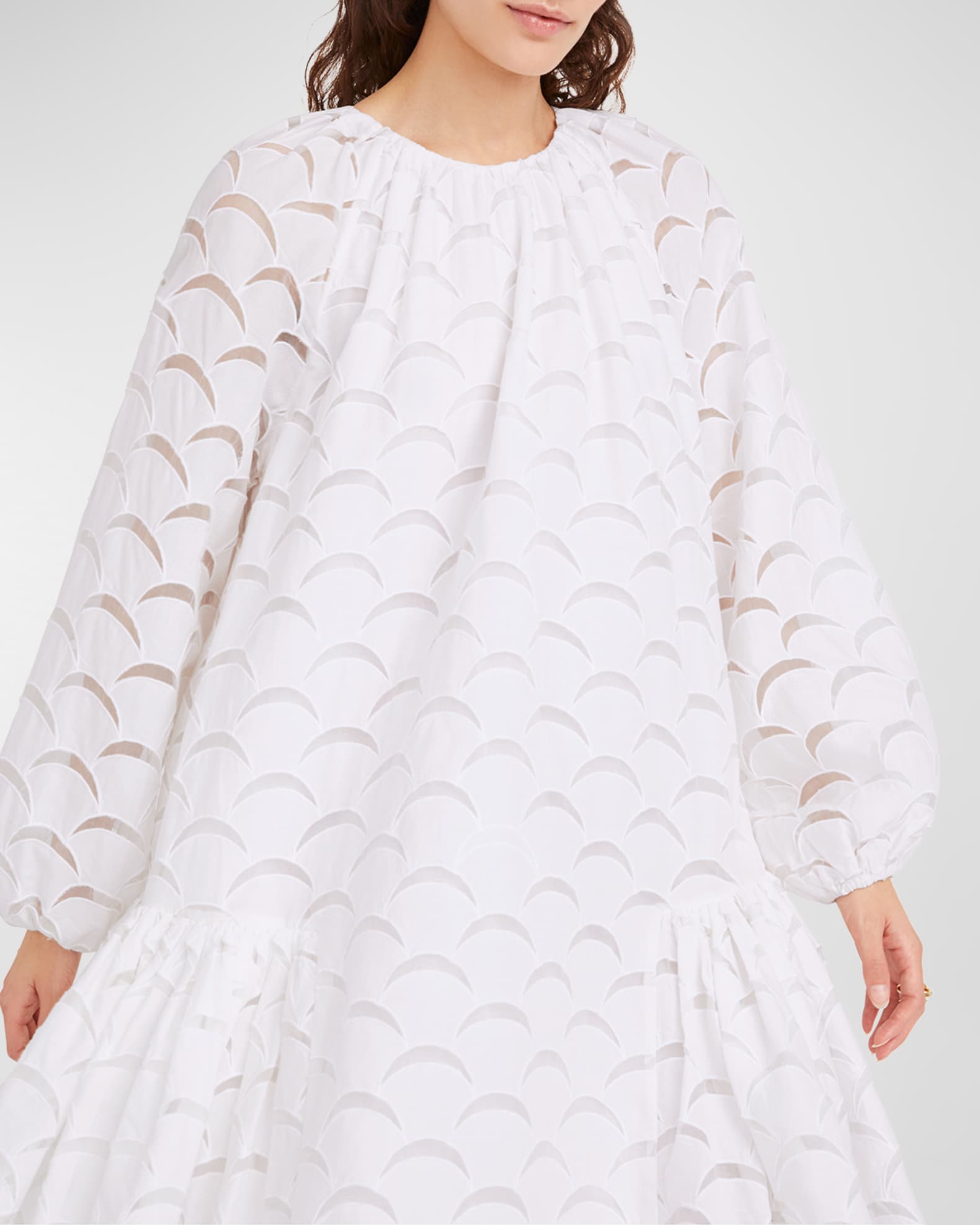 Merlette Emile Sheer-Inset Flounce Dress | Neiman Marcus