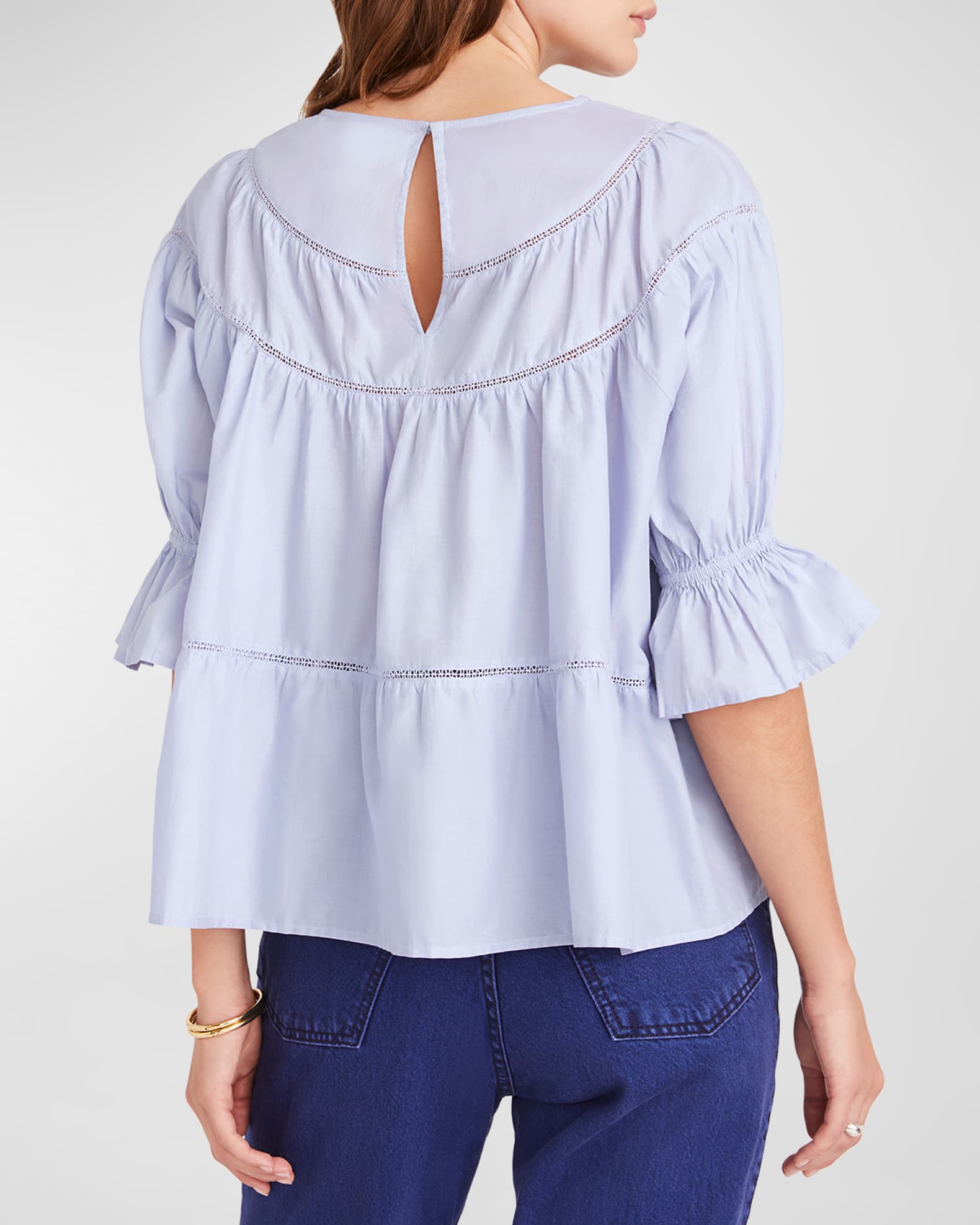 Merlette Sol Tiered Lace-Inset Top | Neiman Marcus