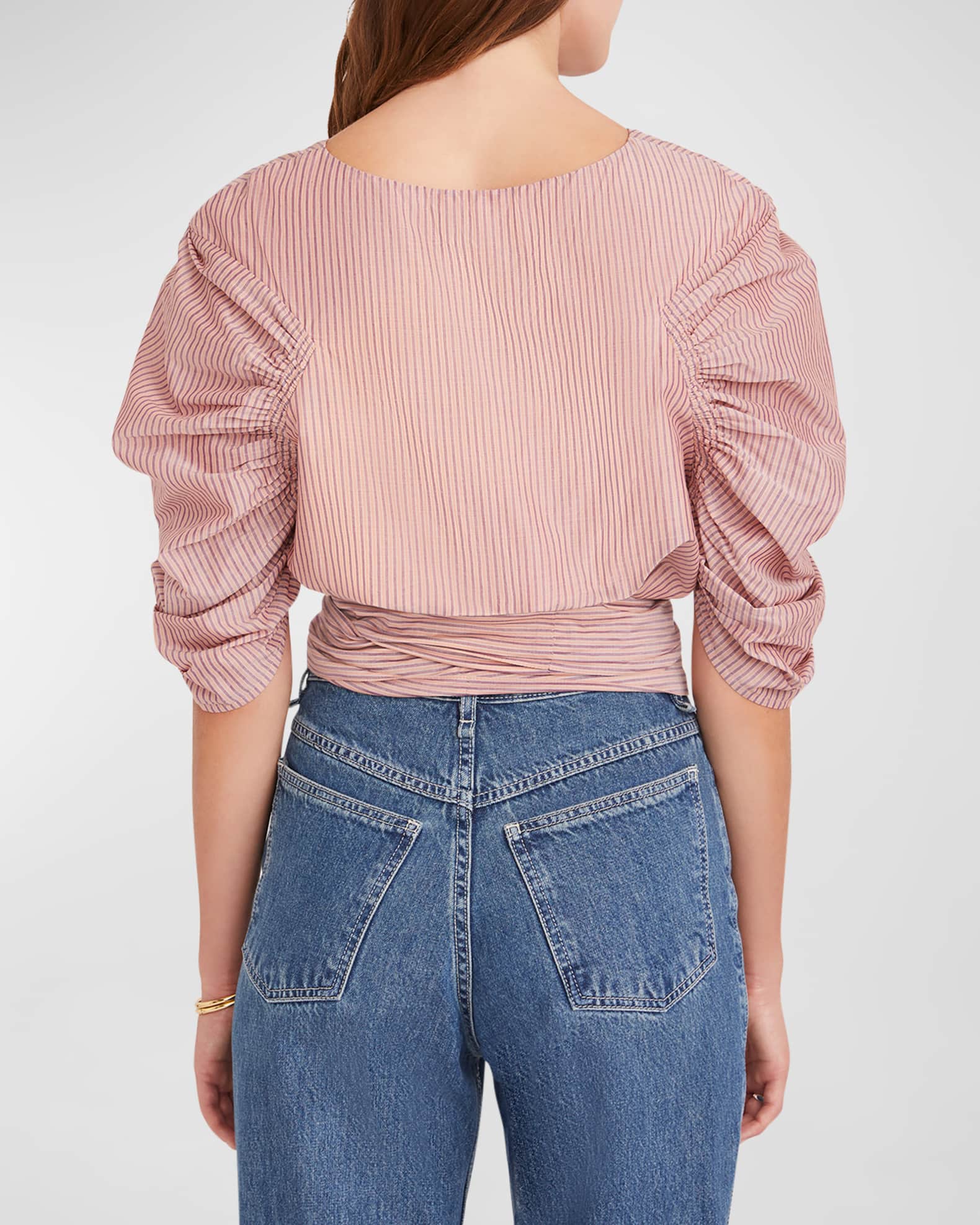 Merlette Iris Striped Tie-Waist Top | Neiman Marcus