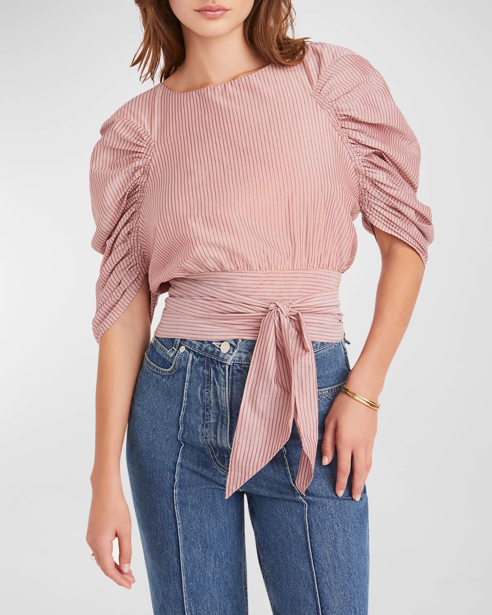 Merlette Iris Striped Tie-Waist Top | Neiman Marcus
