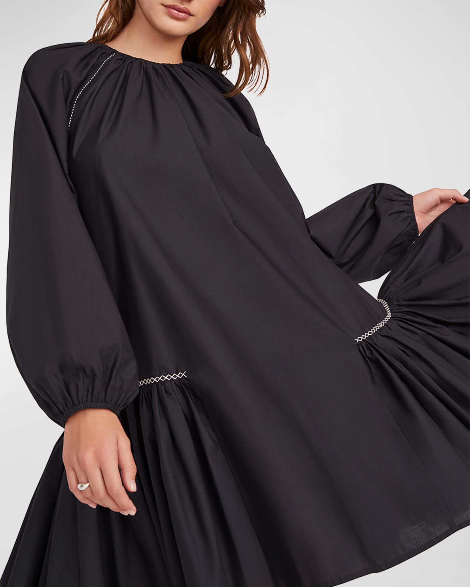 Merlette Emile Ruched Trapeze Dress | Neiman Marcus