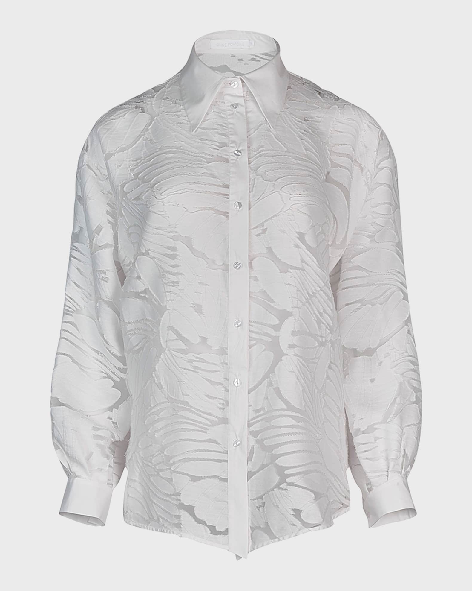 Anne Fontaine Azureen Button-Down Burnout Shirt | Neiman Marcus