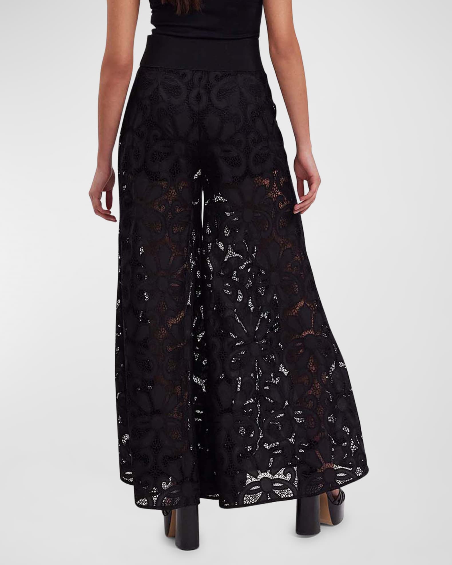 Anne Fontaine Clotilde Wide-Leg Floral Lace Pants | Neiman Marcus