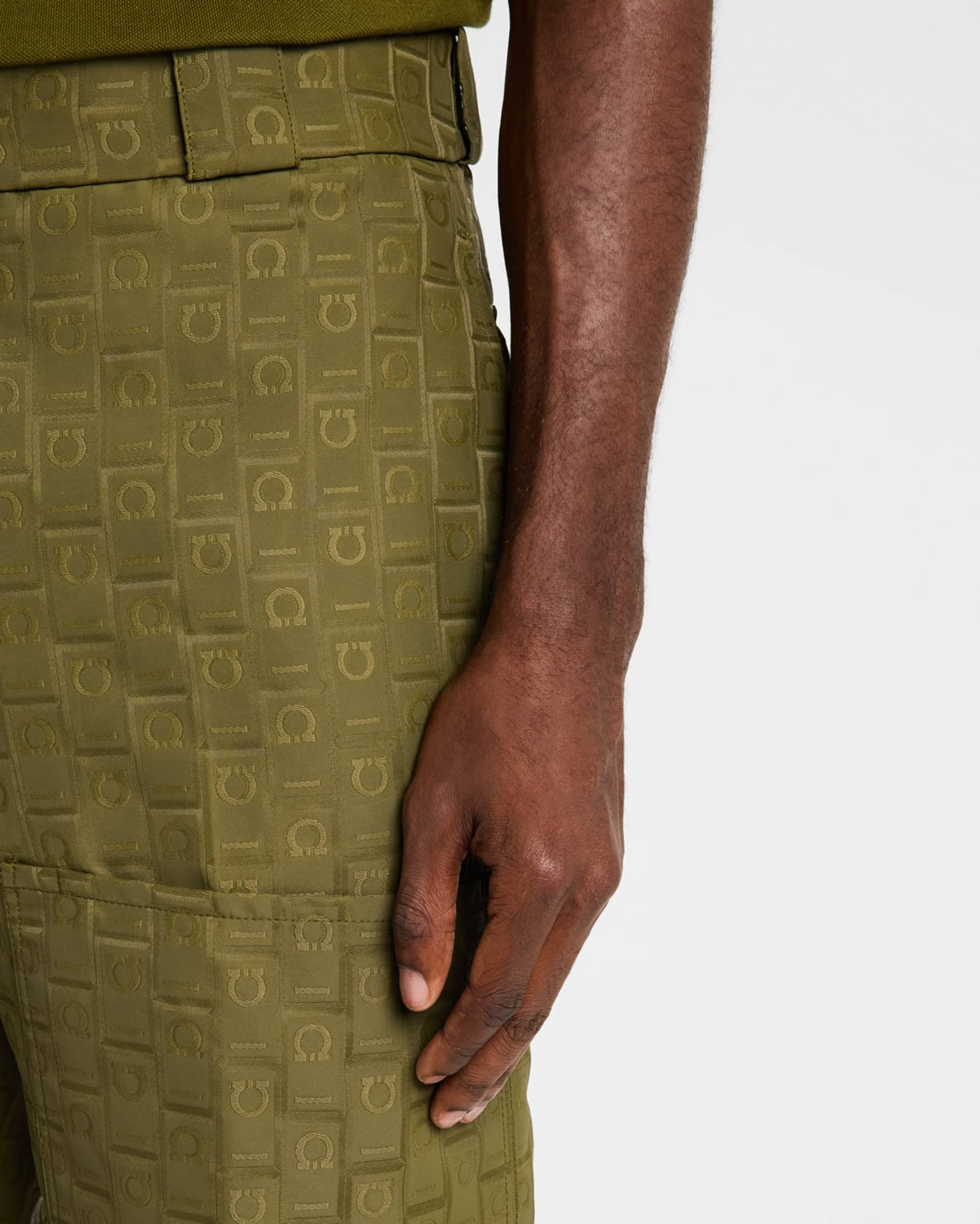 Ferragamo Men's Monogram Jacquard Cargo Pants | Neiman Marcus