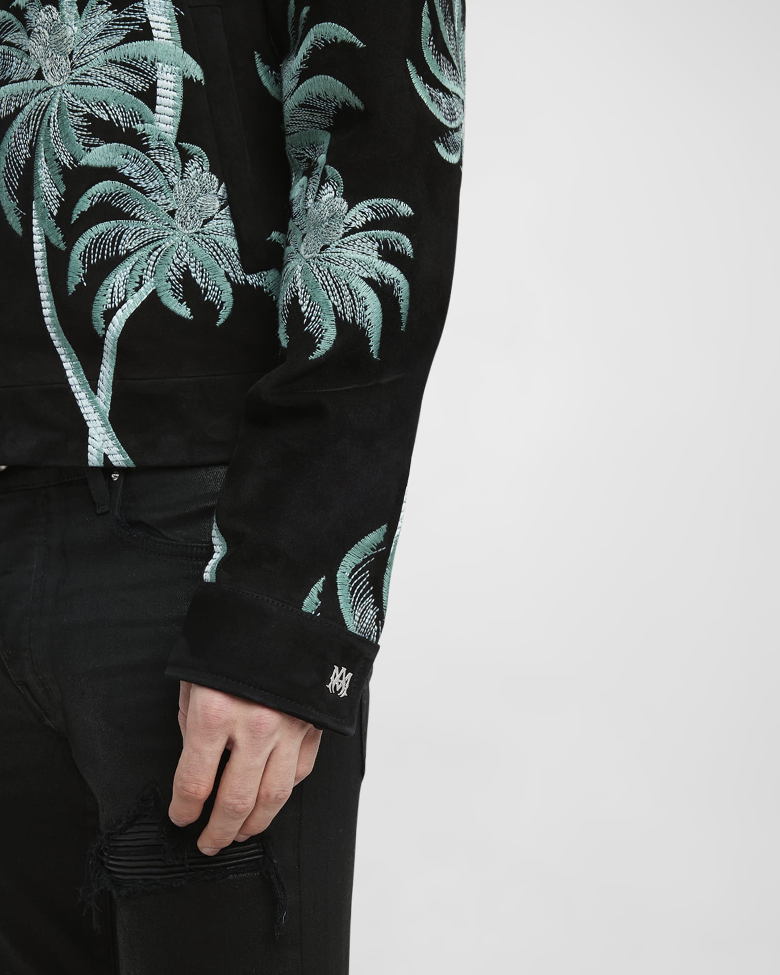 Amiri Men's Suede Palm Blouson Jacket | Neiman Marcus