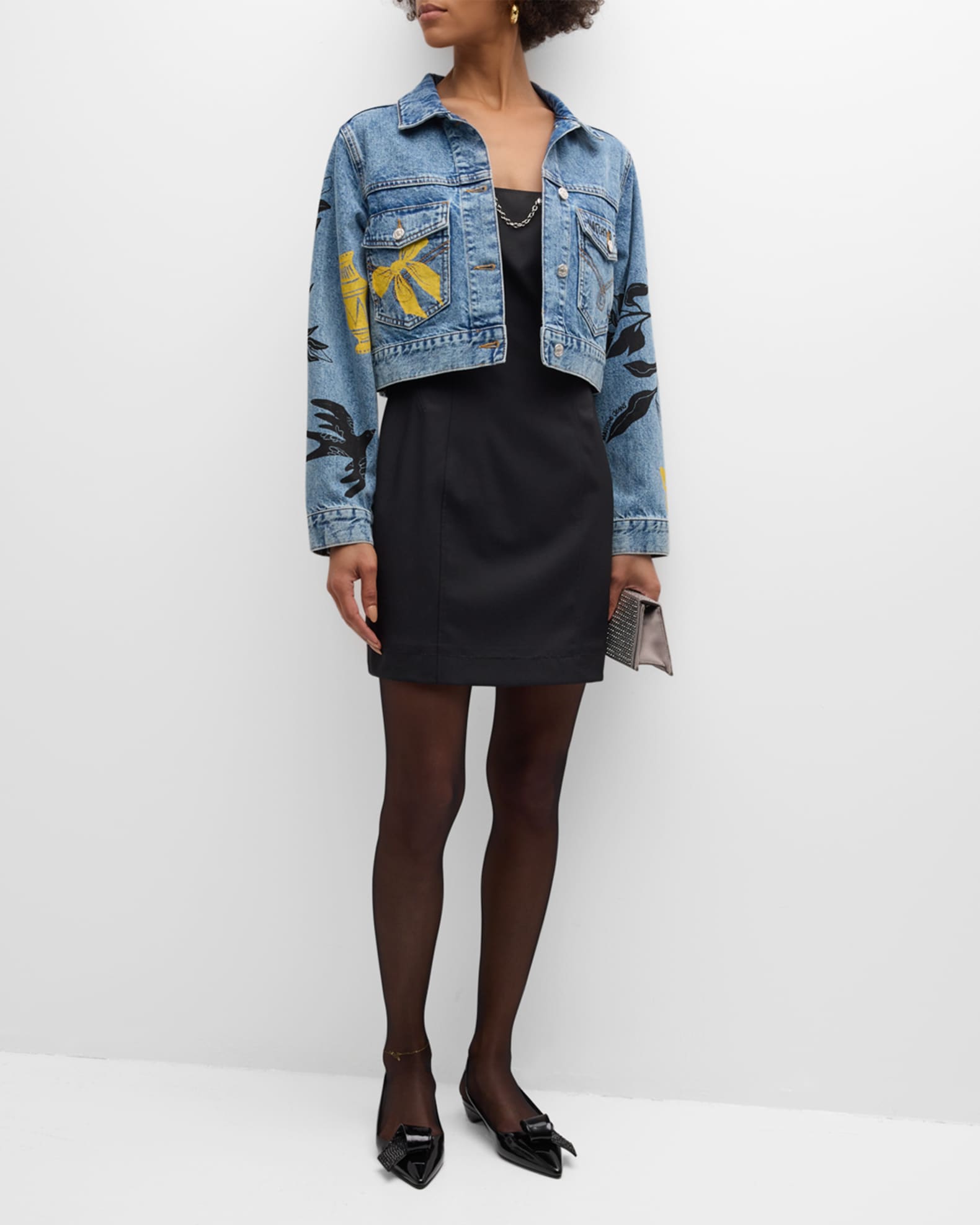 Moschino Jeans Printed Denim Jacket | Neiman Marcus