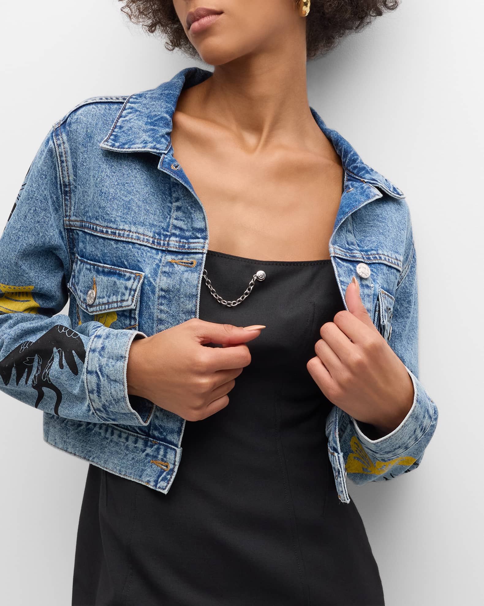 Moschino Jeans Printed Denim Jacket | Neiman Marcus