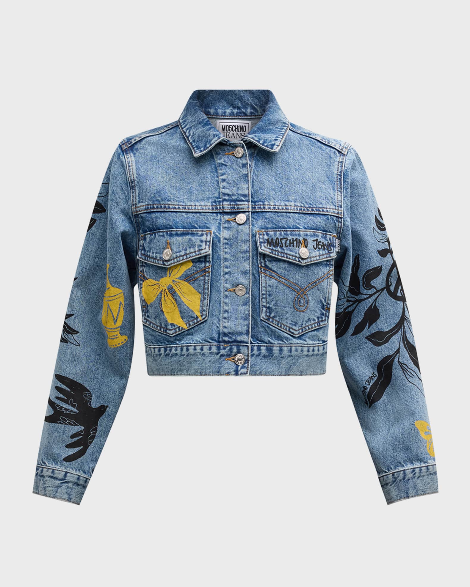 Moschino Jeans Printed Denim Jacket | Neiman Marcus