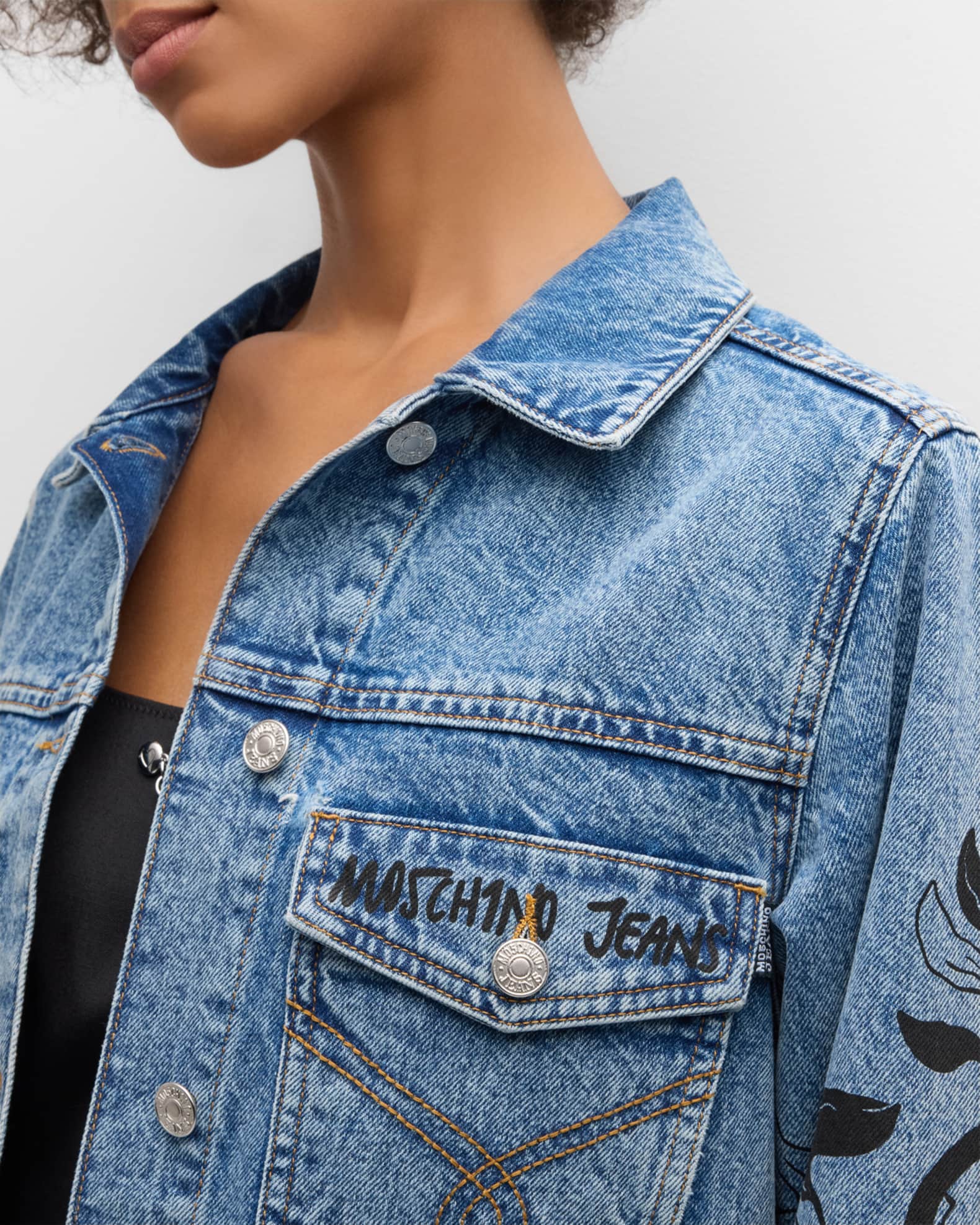 Moschino Jeans Printed Denim Jacket | Neiman Marcus