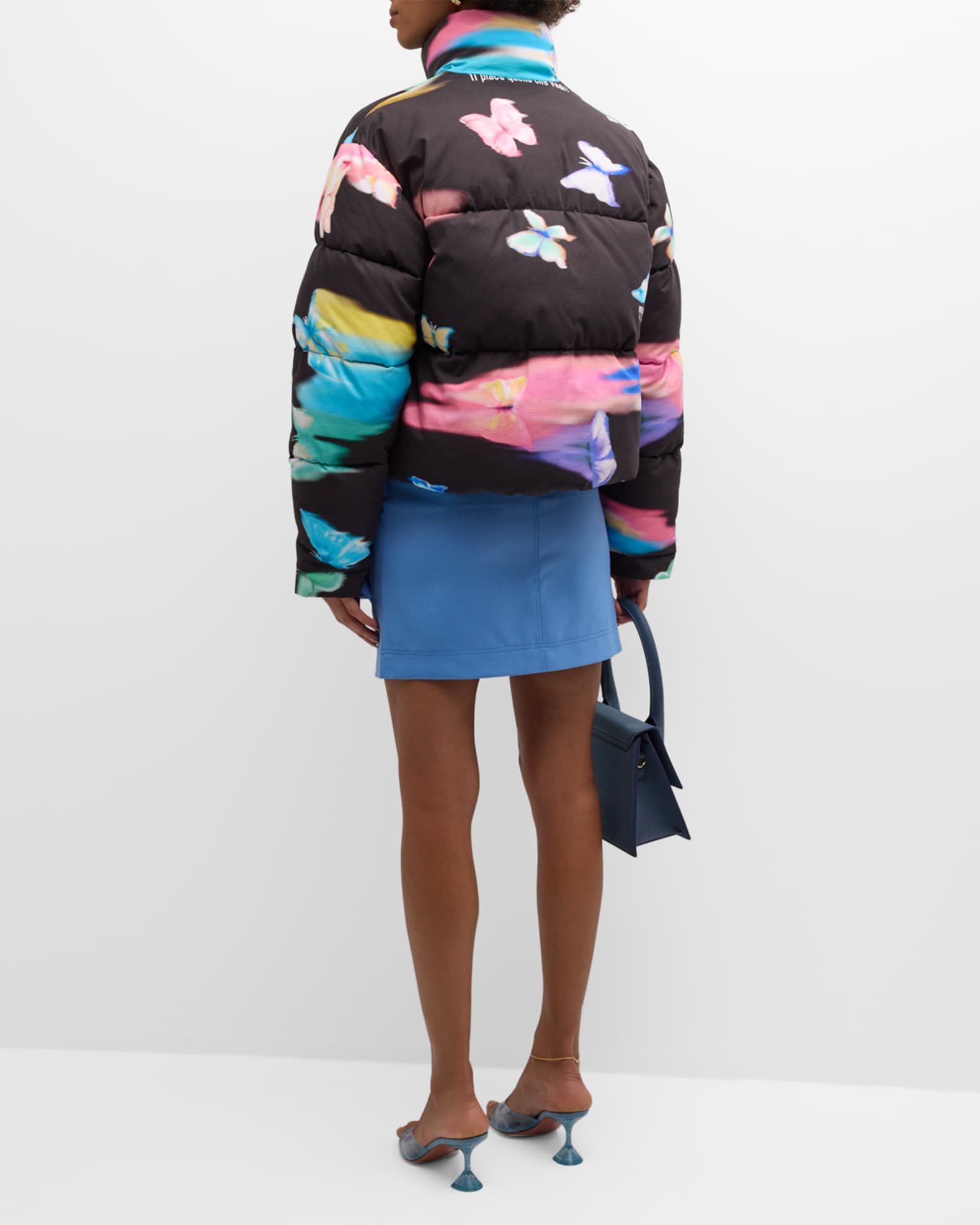 Moschino Jeans Butterfly Print Puffer Jacket | Neiman Marcus