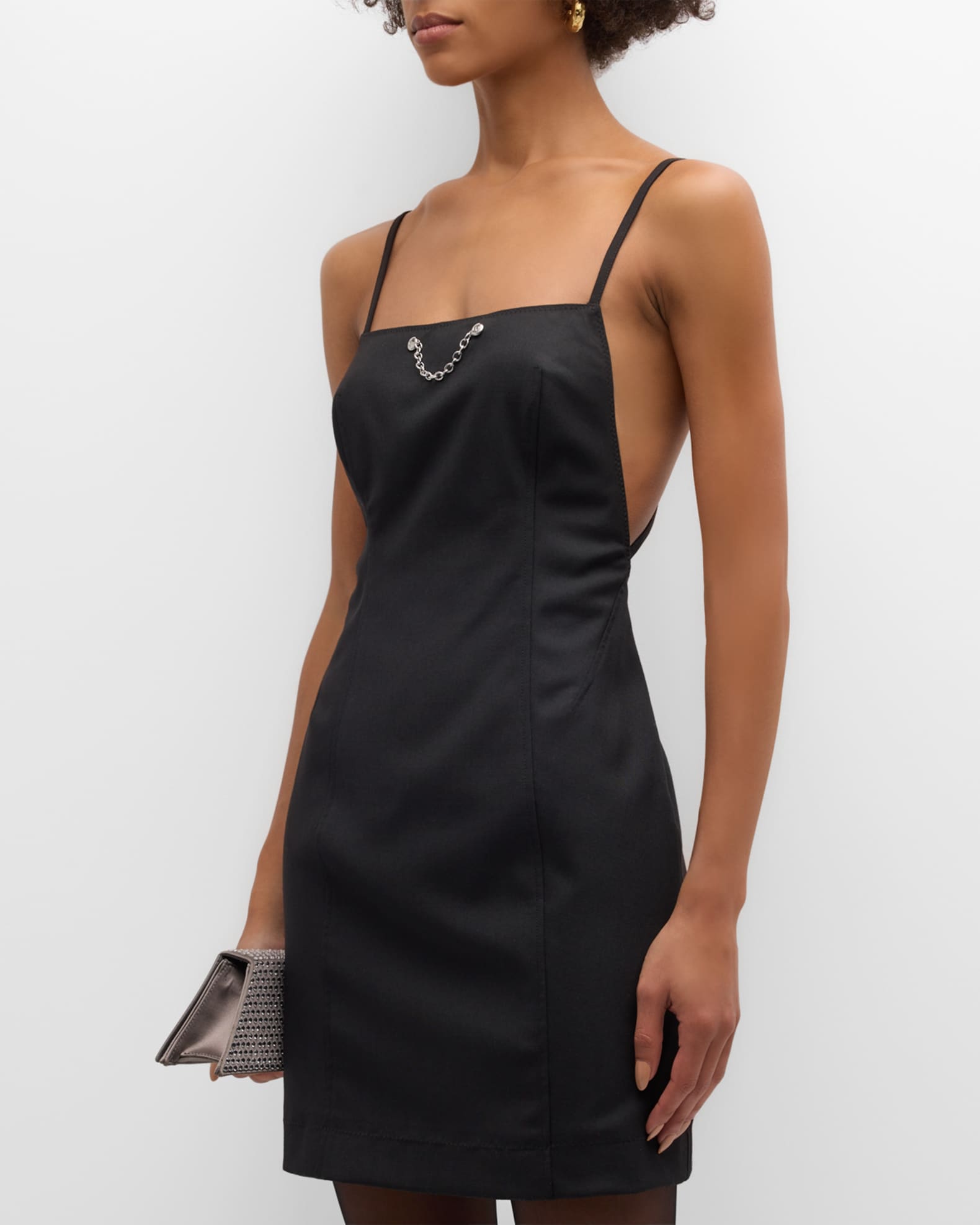 Moschino Jeans Backless Cady Mini Dress | Neiman Marcus