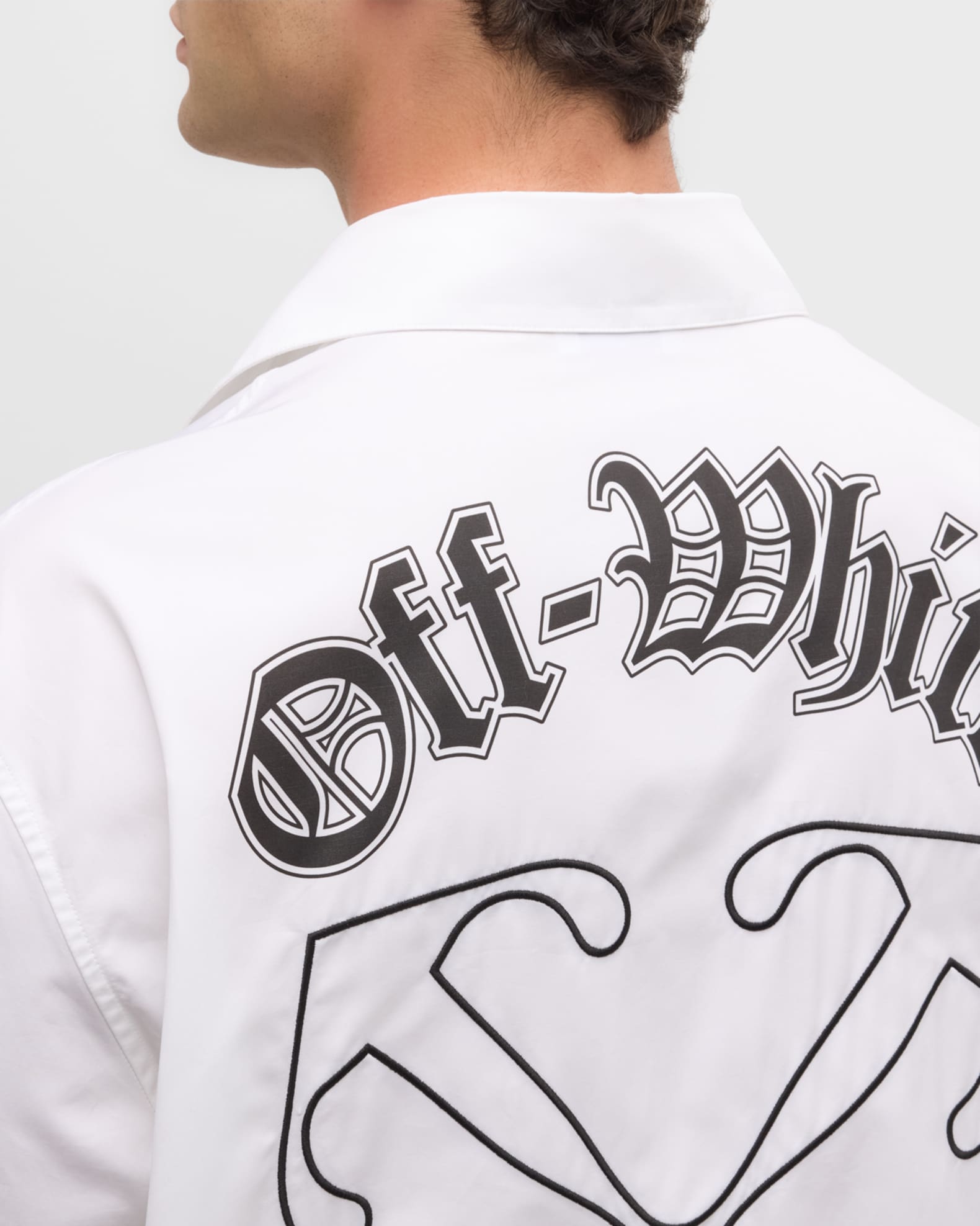 Off-White Men's Gothic Arrow Poplin Bowling Shirt | Neiman Marcus