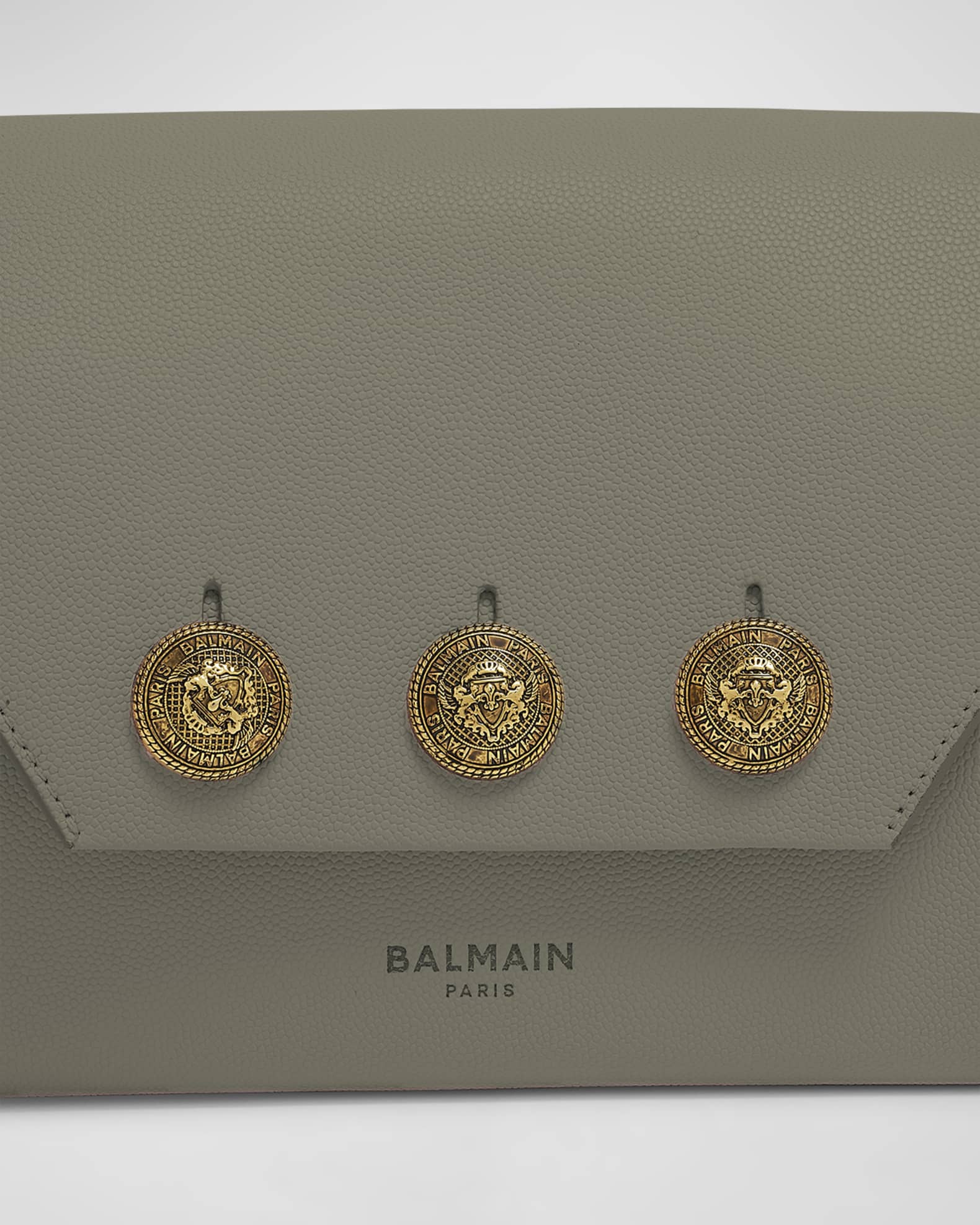 Balmain Embleme Flap Shoulder Bag in Grained Leather | Neiman Marcus