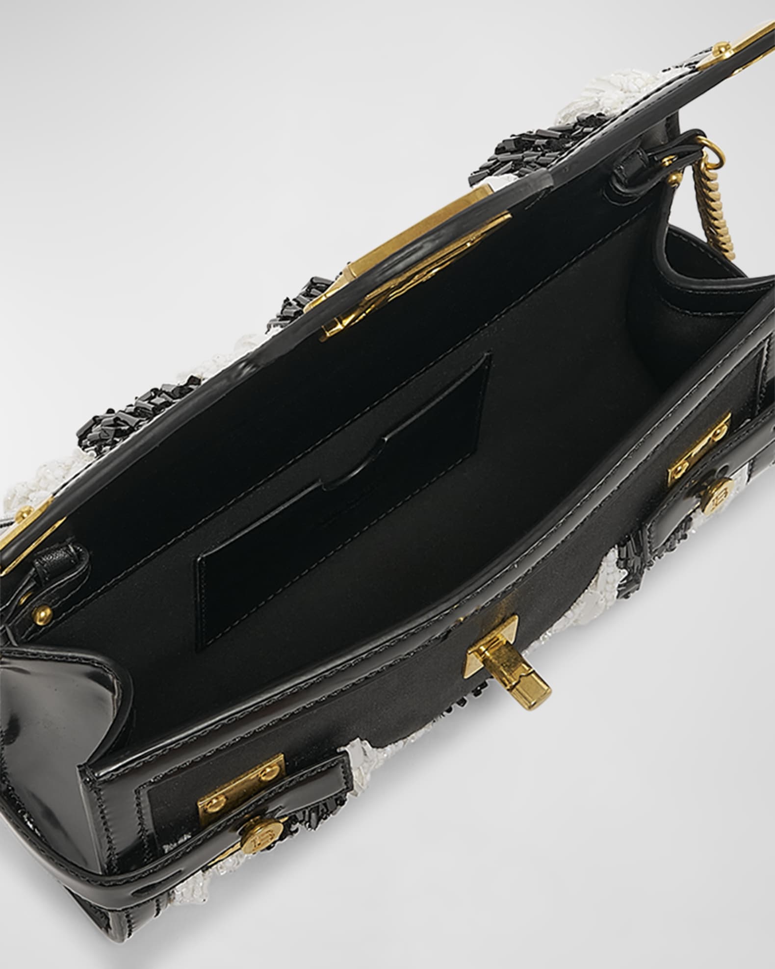 Balmain BBuzz 23 Wallet on Chain in Stripe Sequined Leather | Neiman Marcus