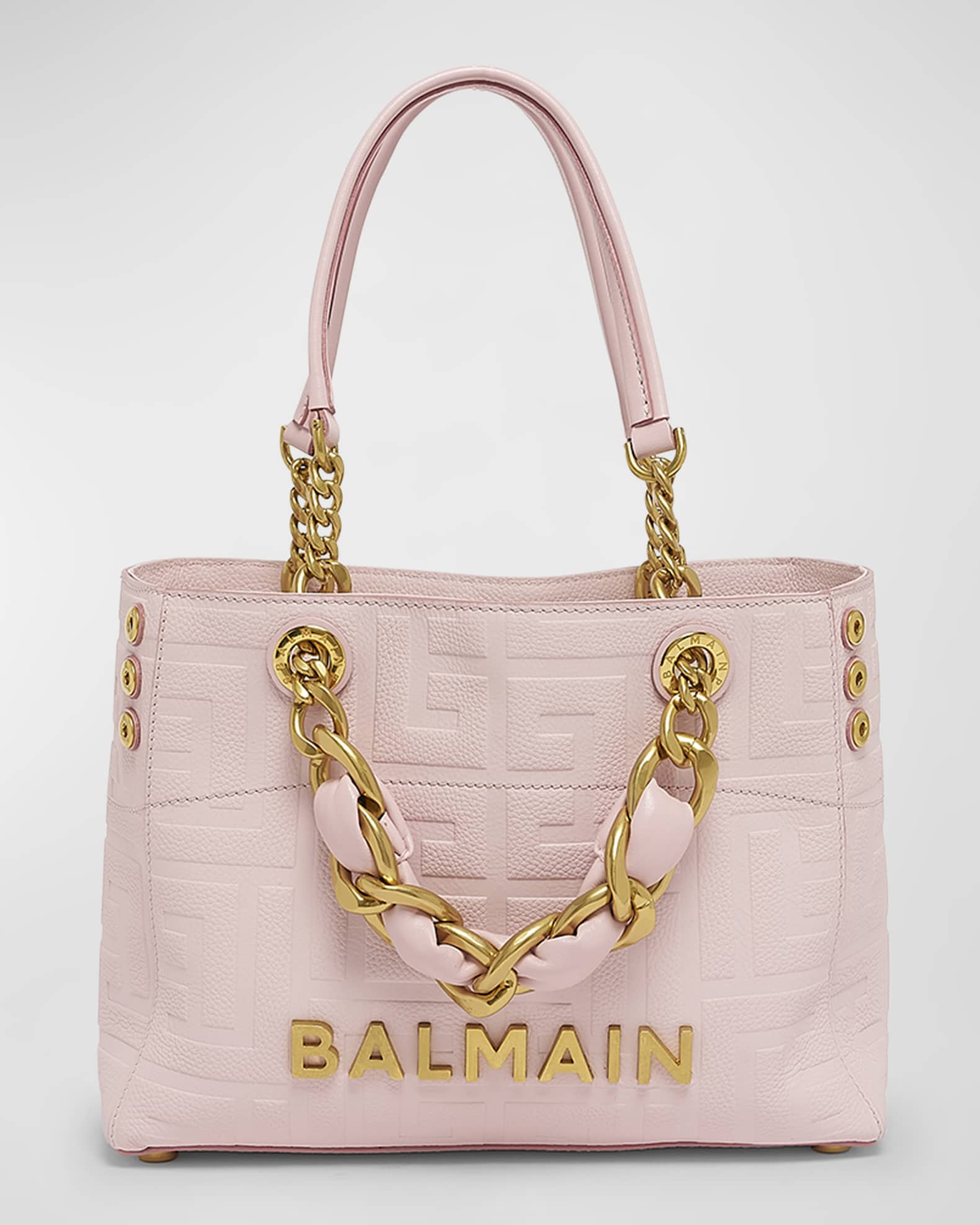 Balmain 1945 Small Cabas Tote Bag in Monogram Leather | Neiman Marcus