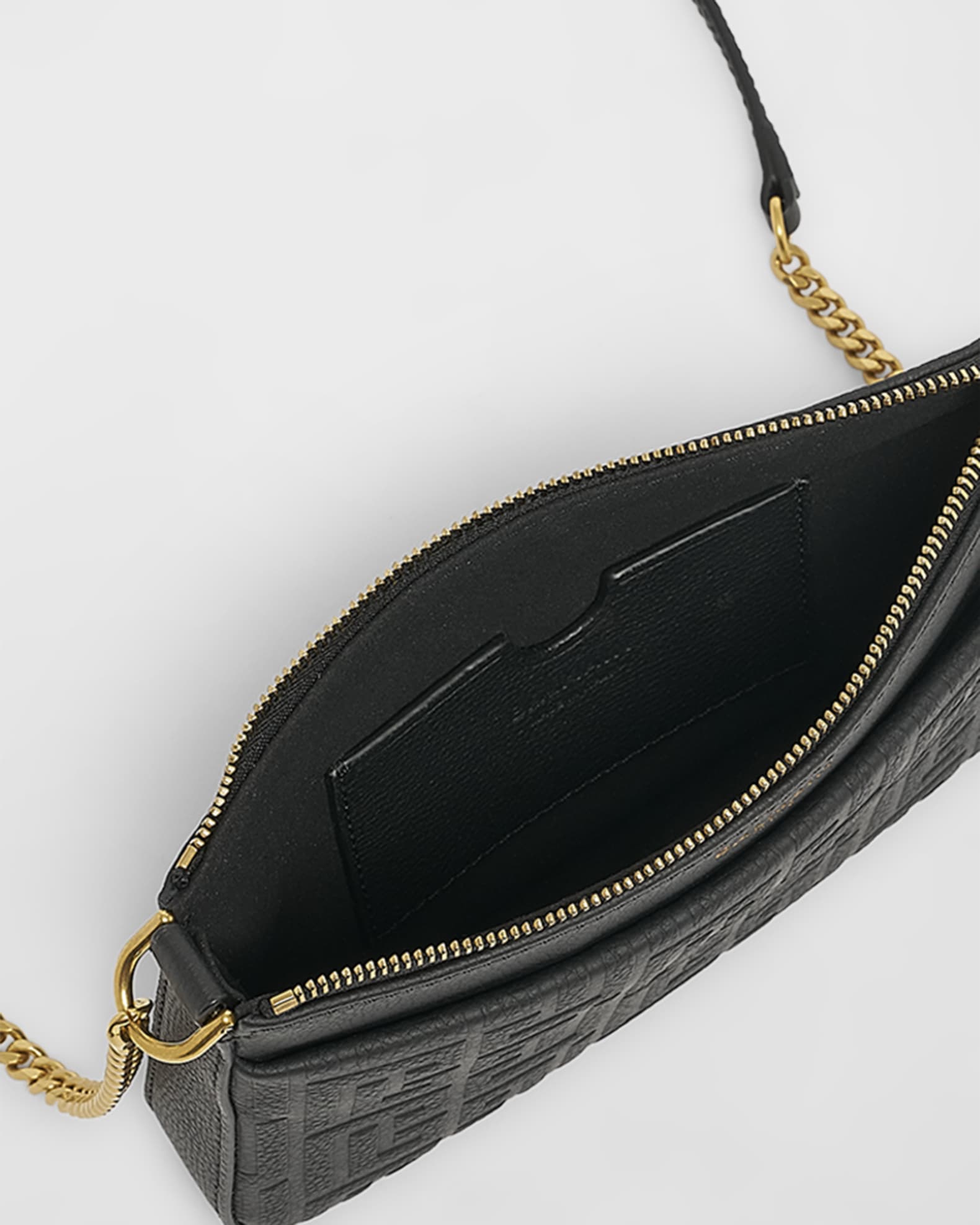 Balmain Mini Zip Wallet on Chain in Monogram Leather | Neiman Marcus