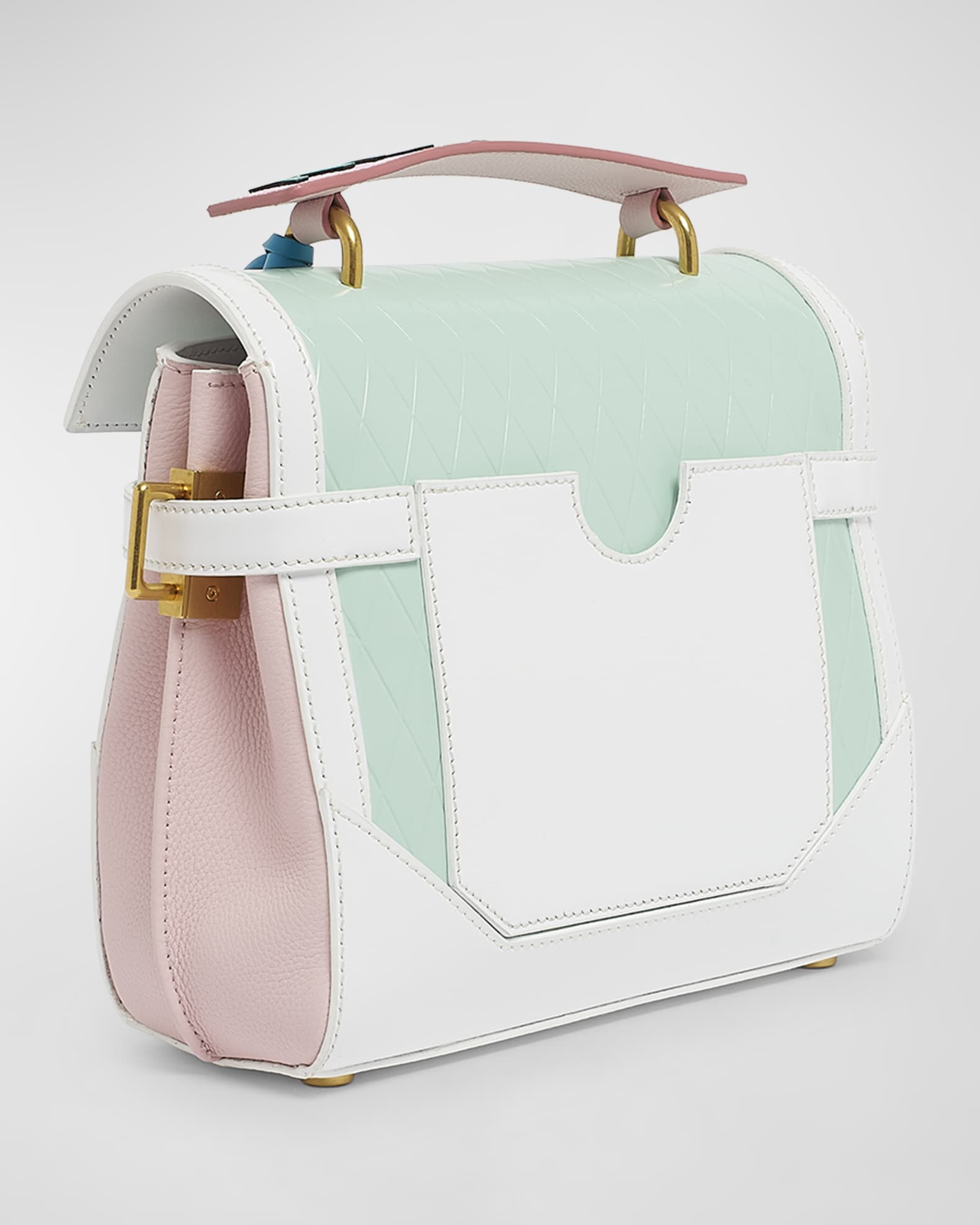 Balmain BBuzz 23 Top-Handle Bag in Patchwork Leather | Neiman Marcus