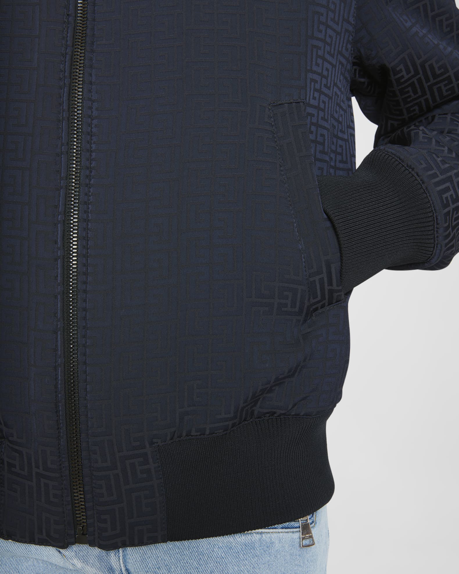 Balmain Men's Reversible Monogram Jacquard Bomber Jacket | Neiman Marcus