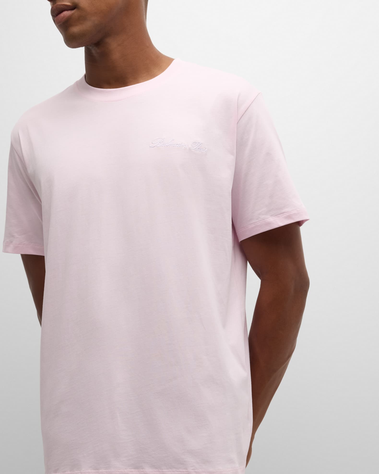 Balmain Men's Embroidered Bulky T-Shirt | Neiman Marcus