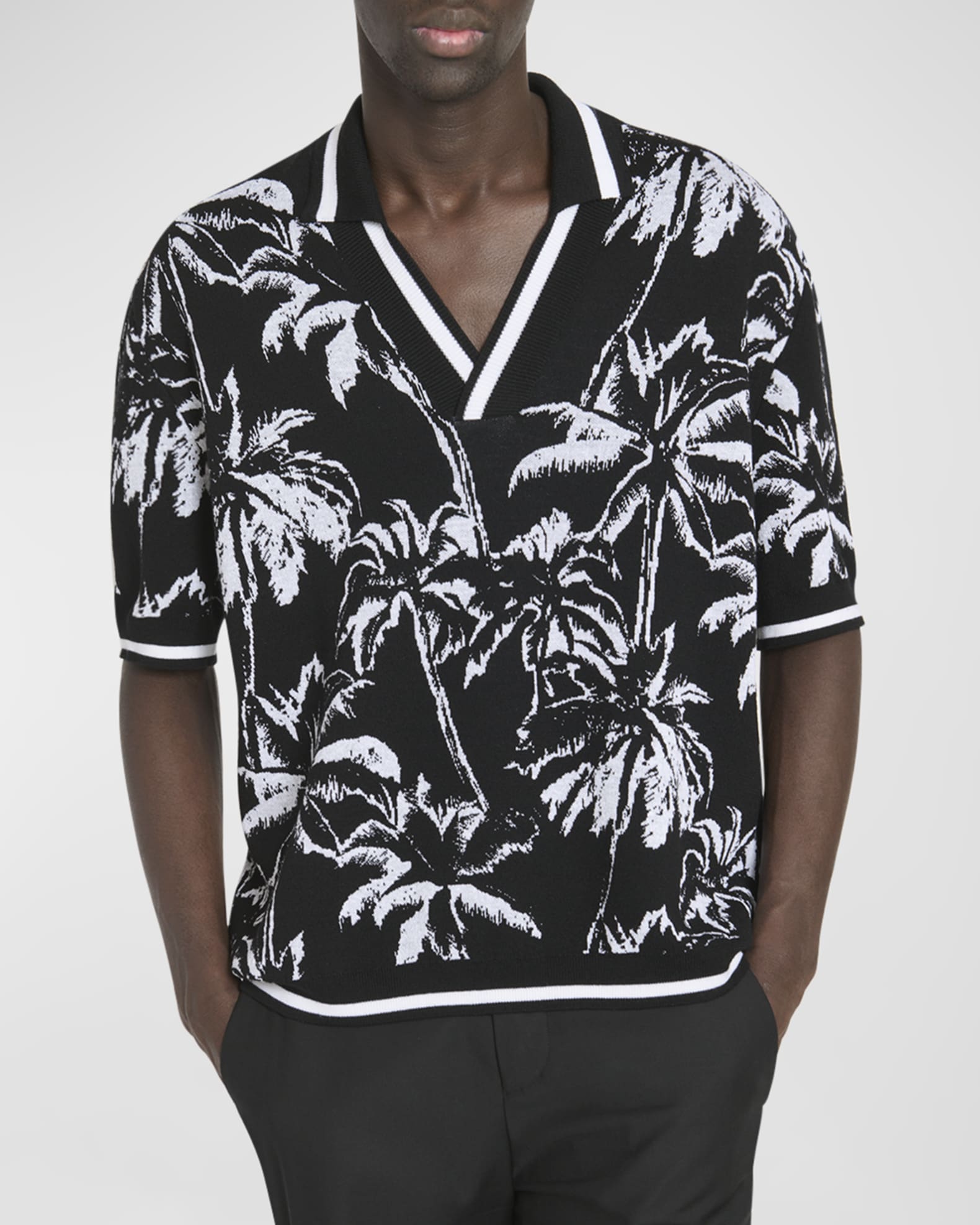 Balmain Men's Palm Knit Polo Shirt | Neiman Marcus