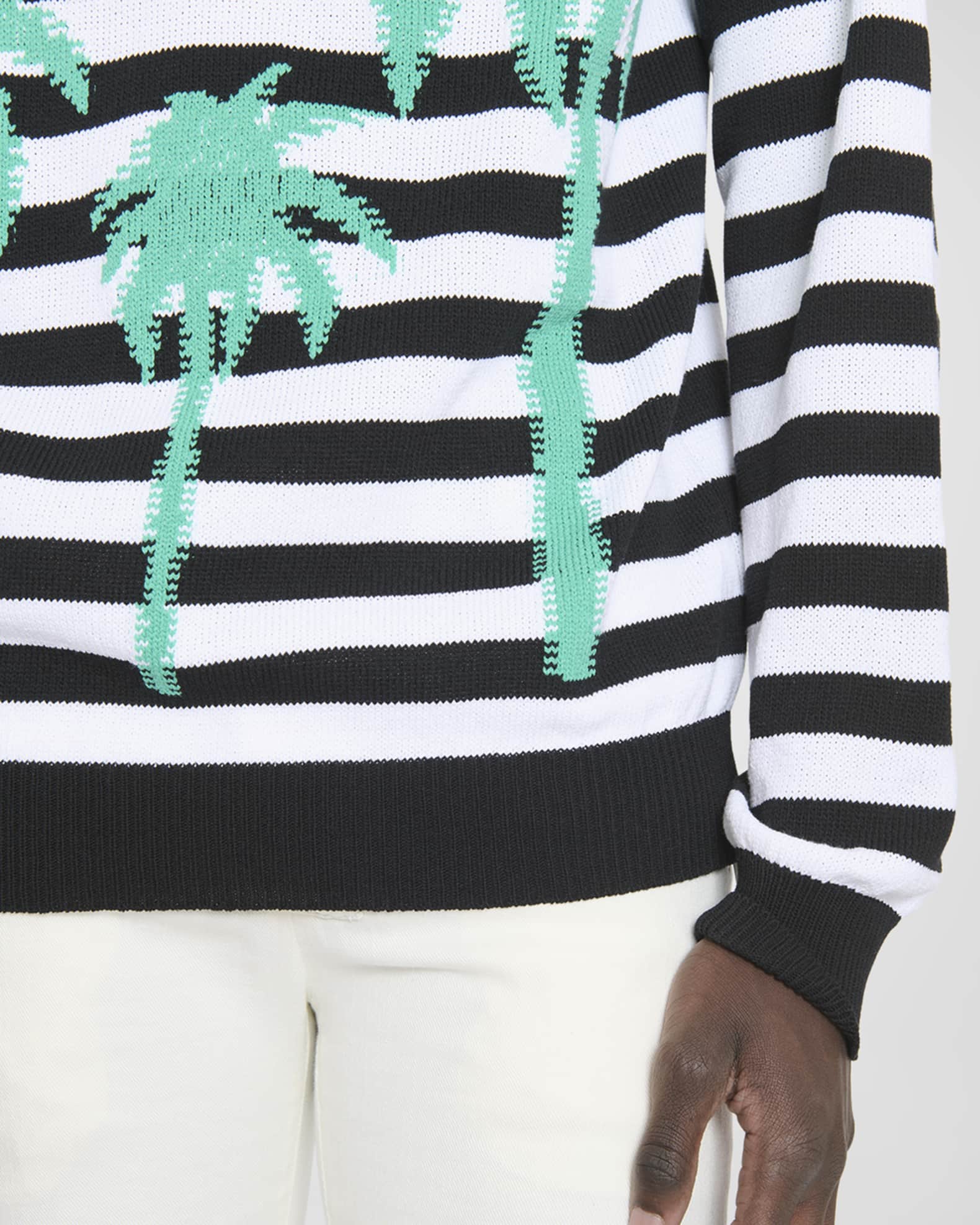 Balmain Men's Striped Palm Boat-Neck Sweater | Neiman Marcus