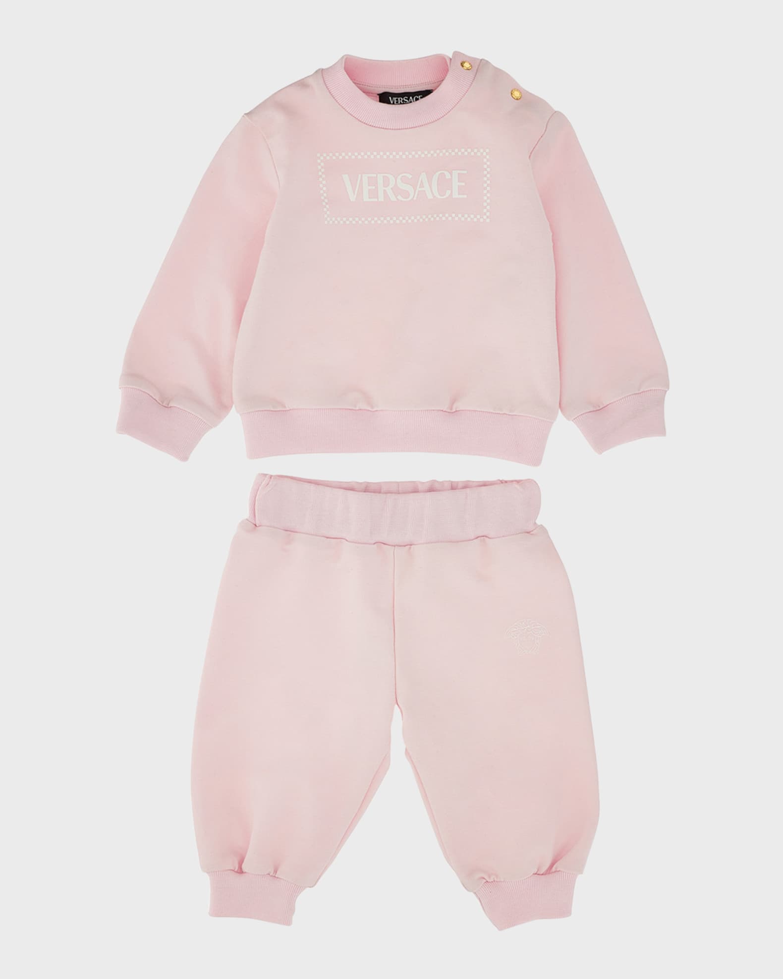 Versace unisex Logo Print Fleece Tracksuit Baby Pink