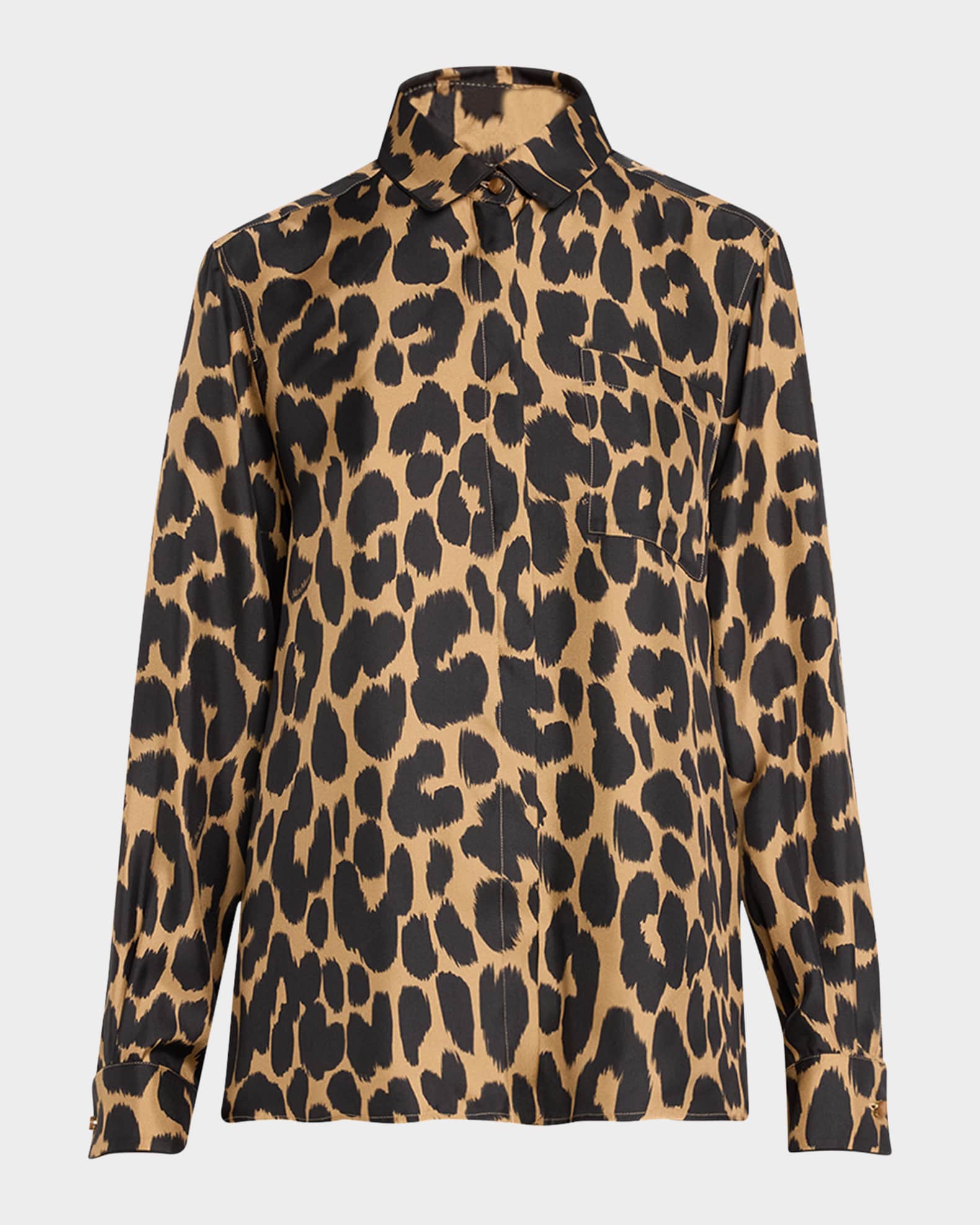Max Mara Etna Leopard Print Button-Front Shirt | Neiman Marcus
