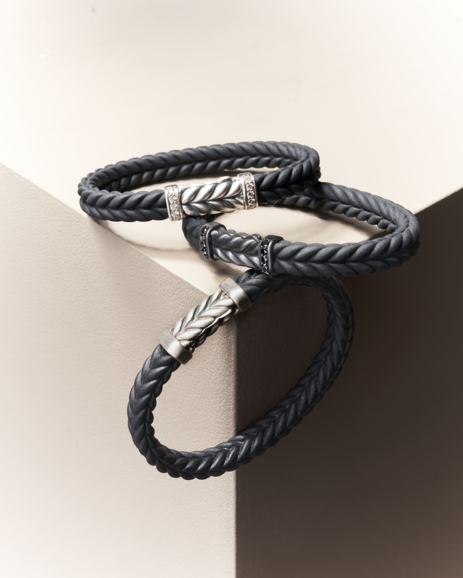 9mm Men's Chevron Rubber Bracelet | Neiman Marcus