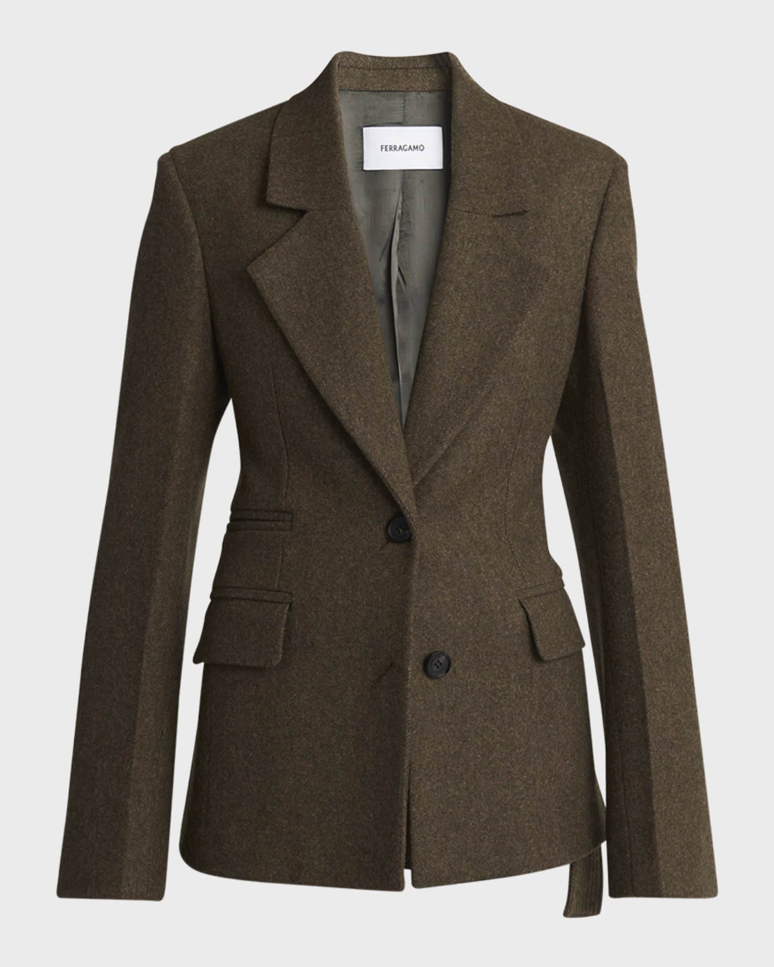 Ferragamo Single-Breasted Wool Blazer Jacket | Neiman Marcus