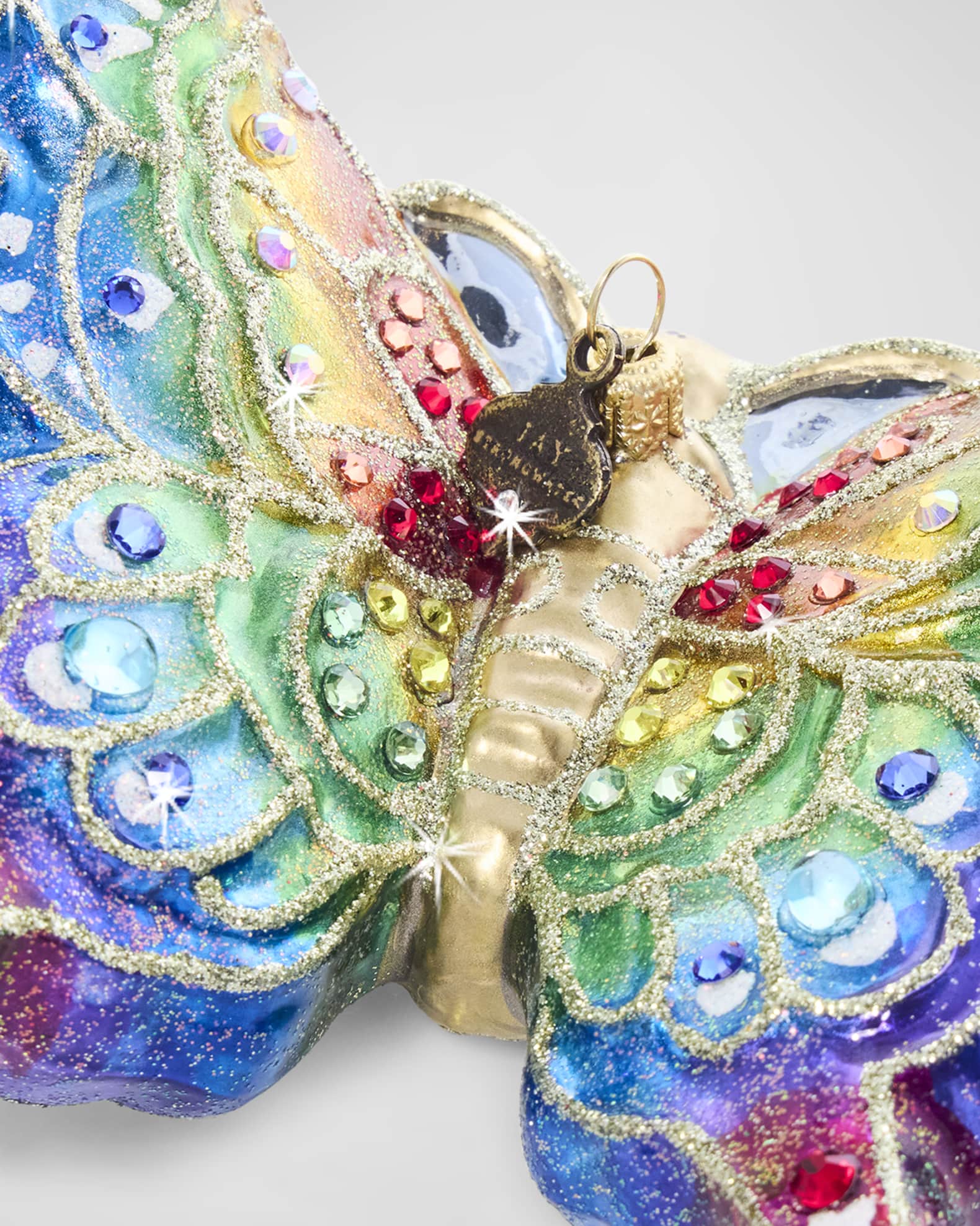 Jay Strongwater Rainbow Butterfly Glass Christmas Ornament | Neiman Marcus