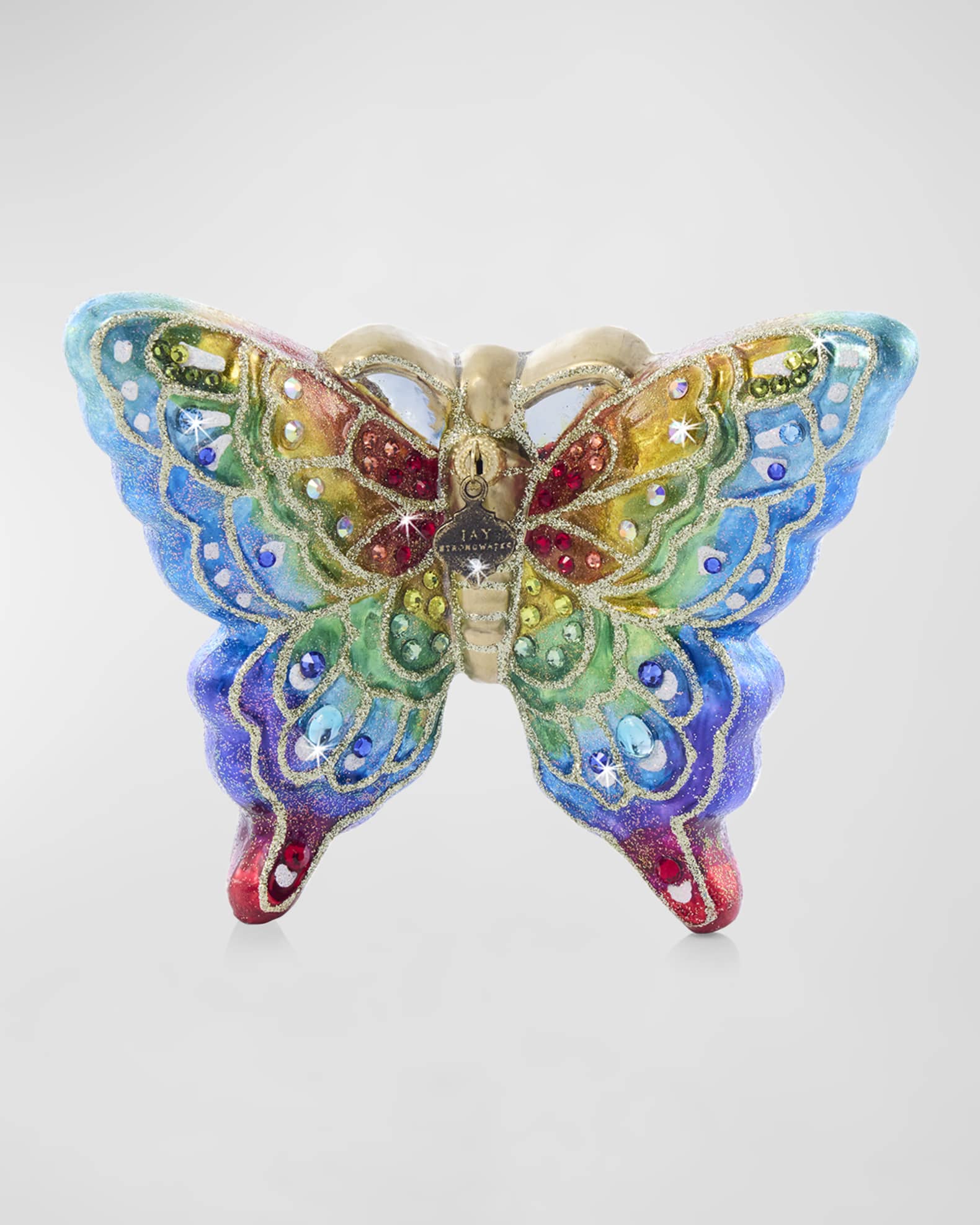 Jay Strongwater Rainbow Butterfly Glass Christmas Ornament | Neiman Marcus