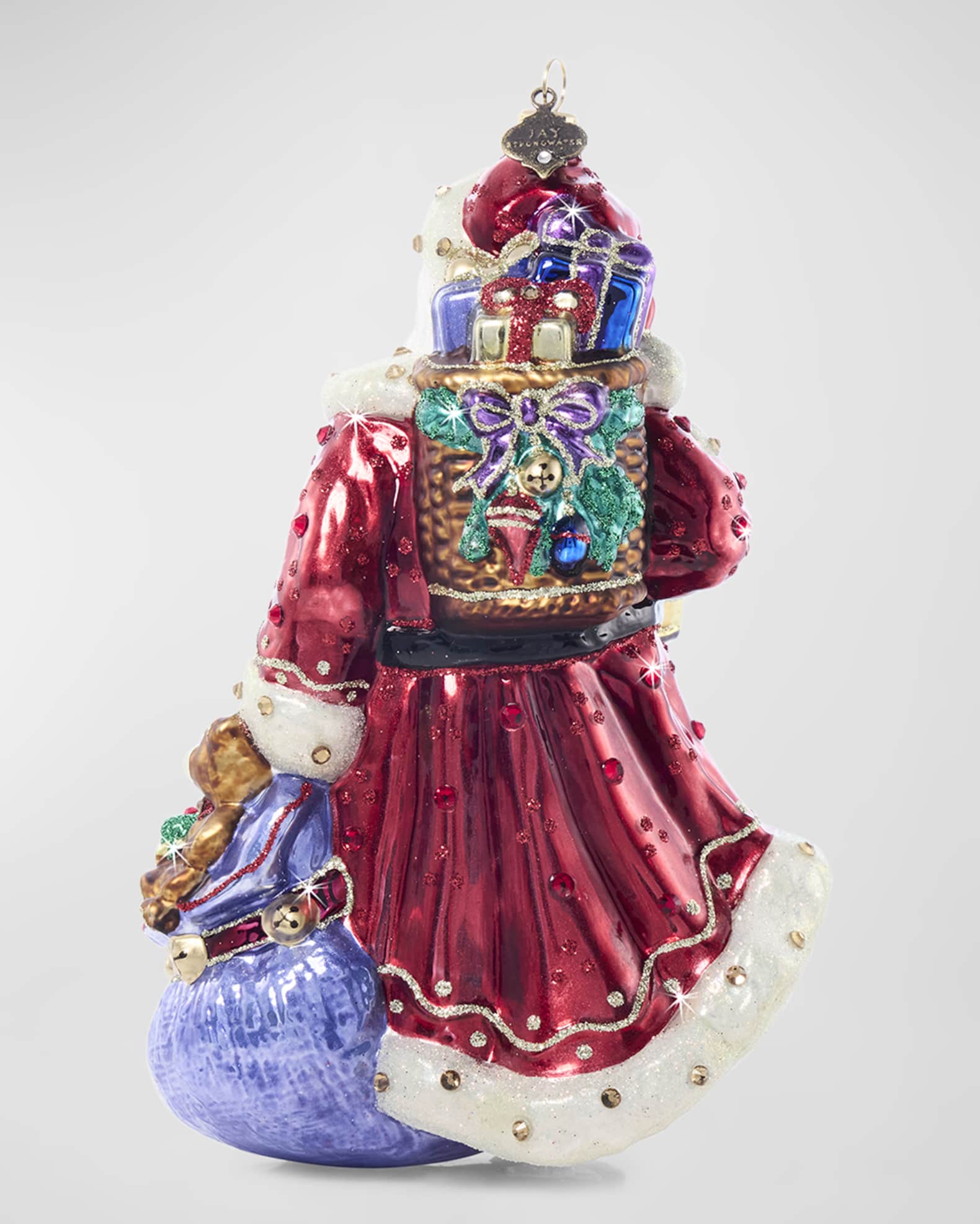 Jay Strongwater Bountiful Santa Glass Christmas Ornament | Neiman Marcus