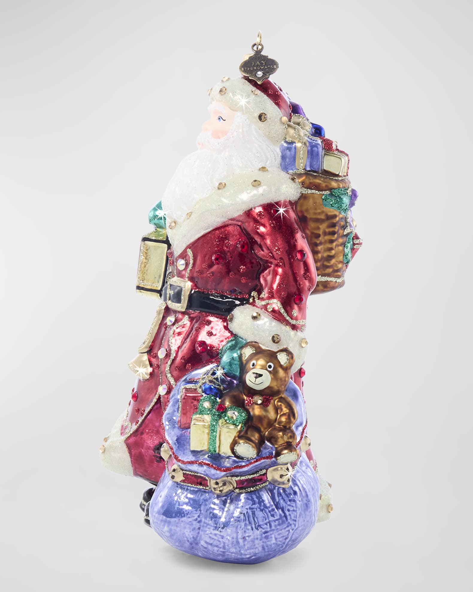 Jay Strongwater Bountiful Santa Glass Christmas Ornament | Neiman Marcus