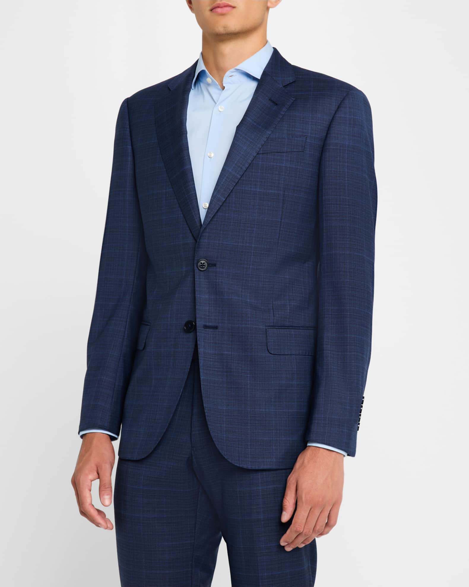 Emporio Armani Men's Wool Stretch Windowpane Suit | Neiman Marcus