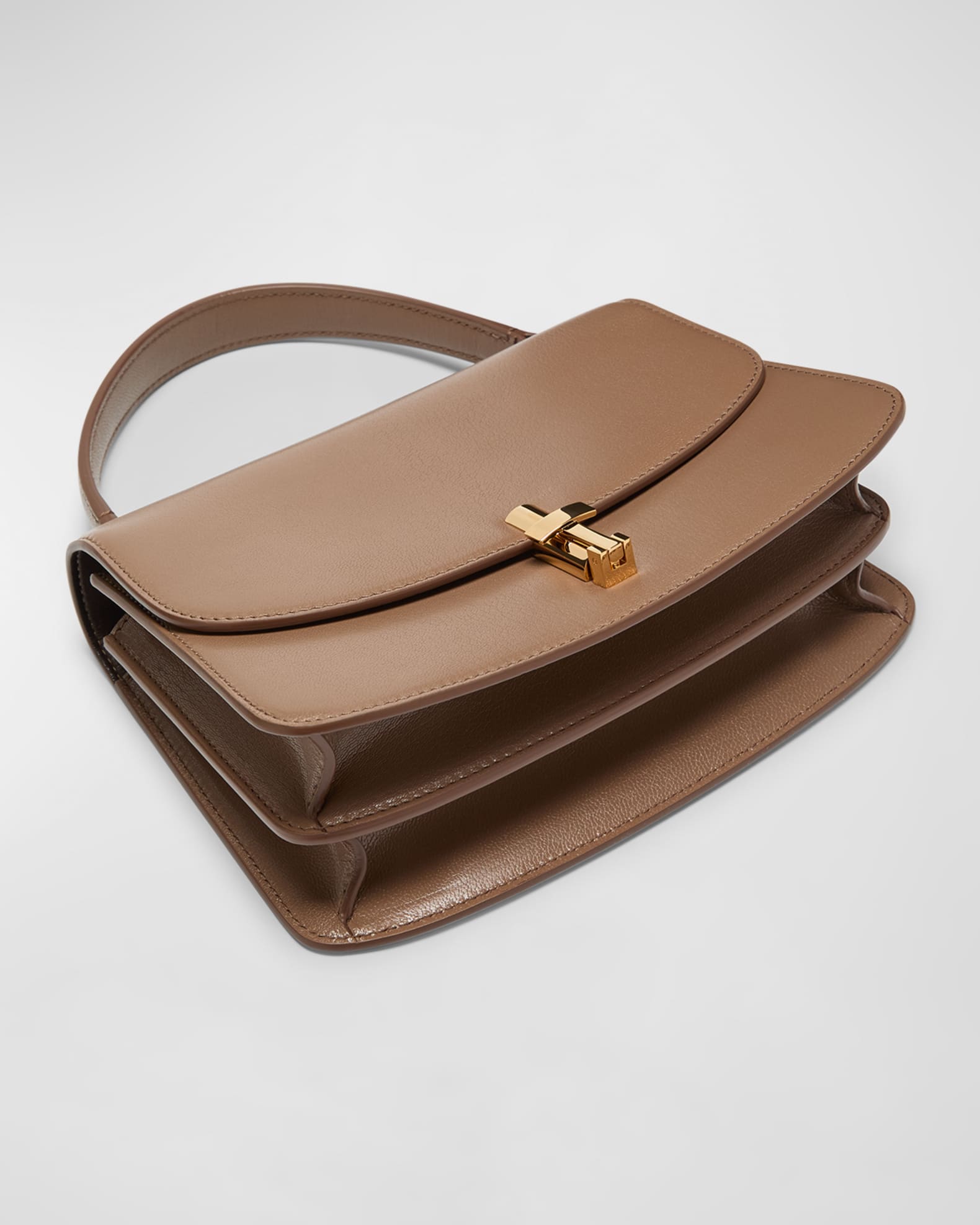 THE ROW Sofia 8.75 Top Handle in Shiny Kidskin Leather with Gold ...