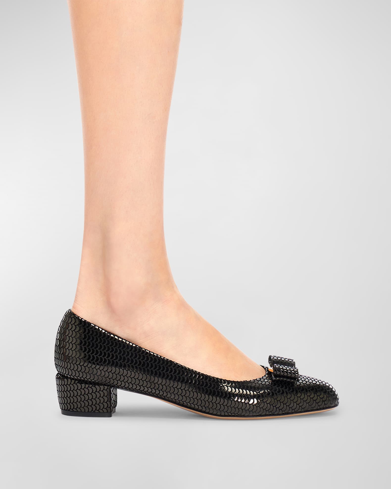 Ferragamo Vara Sequin Suede Bow Ballerina Pumps | Neiman Marcus