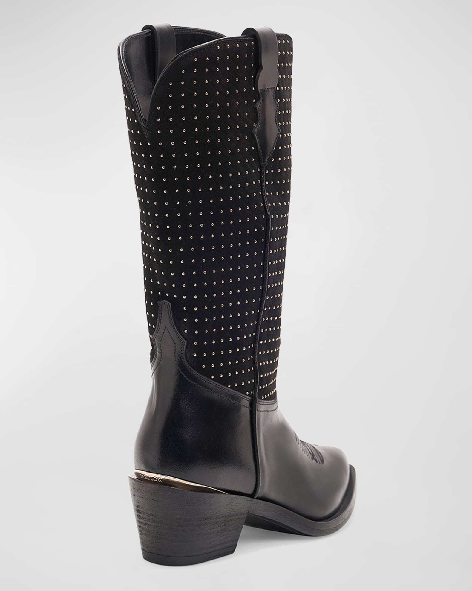 Partlow Woodley Studded Mixed Leather Western Boots | Neiman Marcus