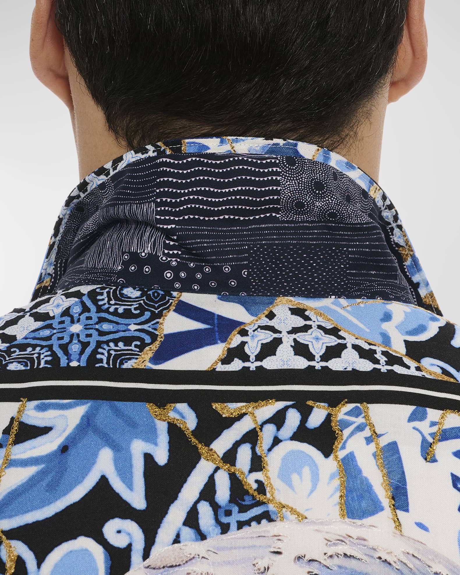Robert Graham Men's Kintsugi Patchwork Short-Sleeve Shirt | Neiman Marcus