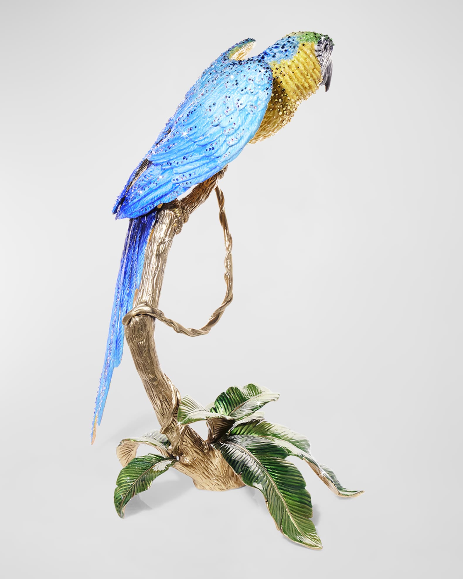 Jay Strongwater Hand-Painted Skyler Blue Macaw Figurine | Neiman Marcus