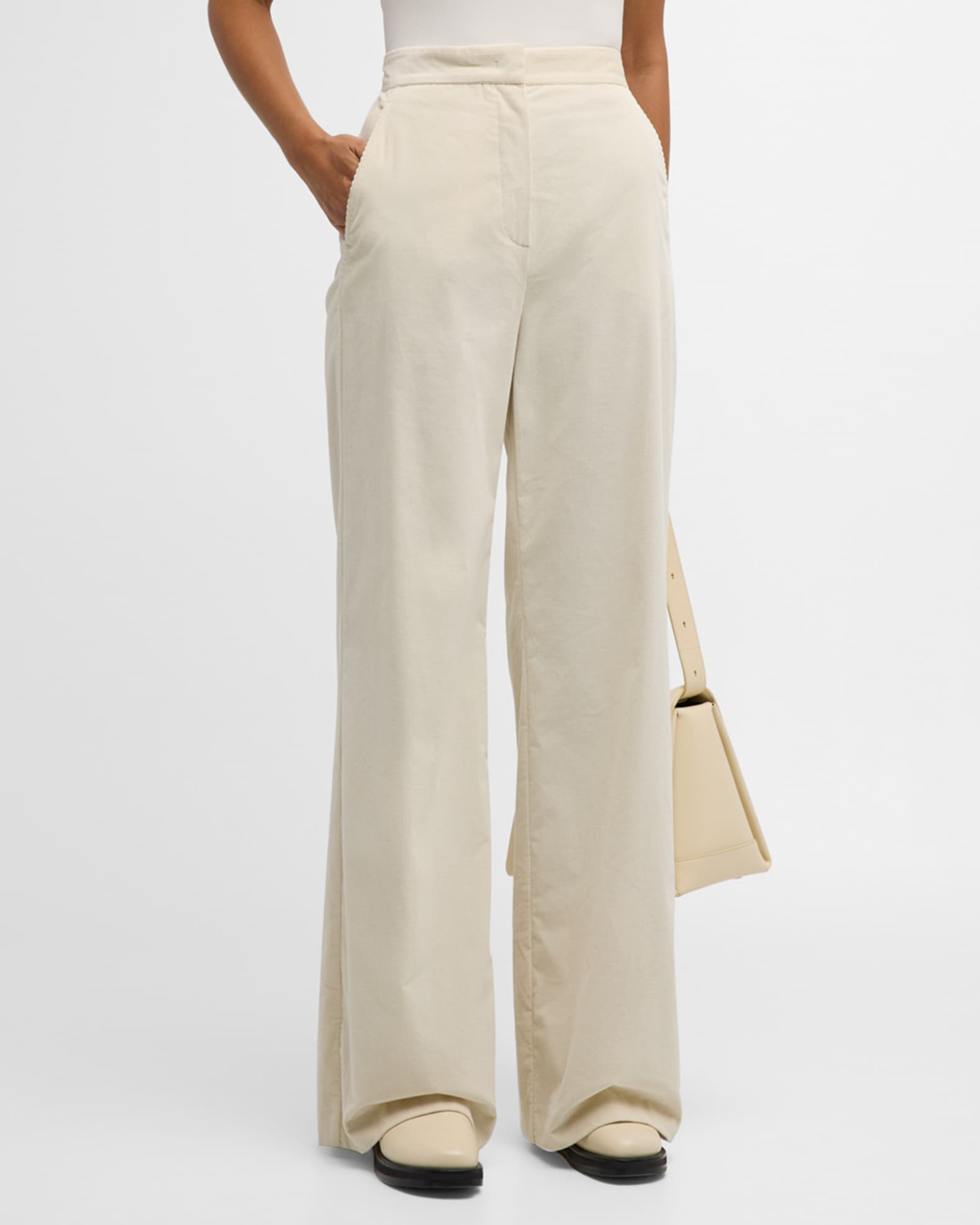 Max Mara Tritone Wide-Leg Corduroy Trousers | Neiman Marcus