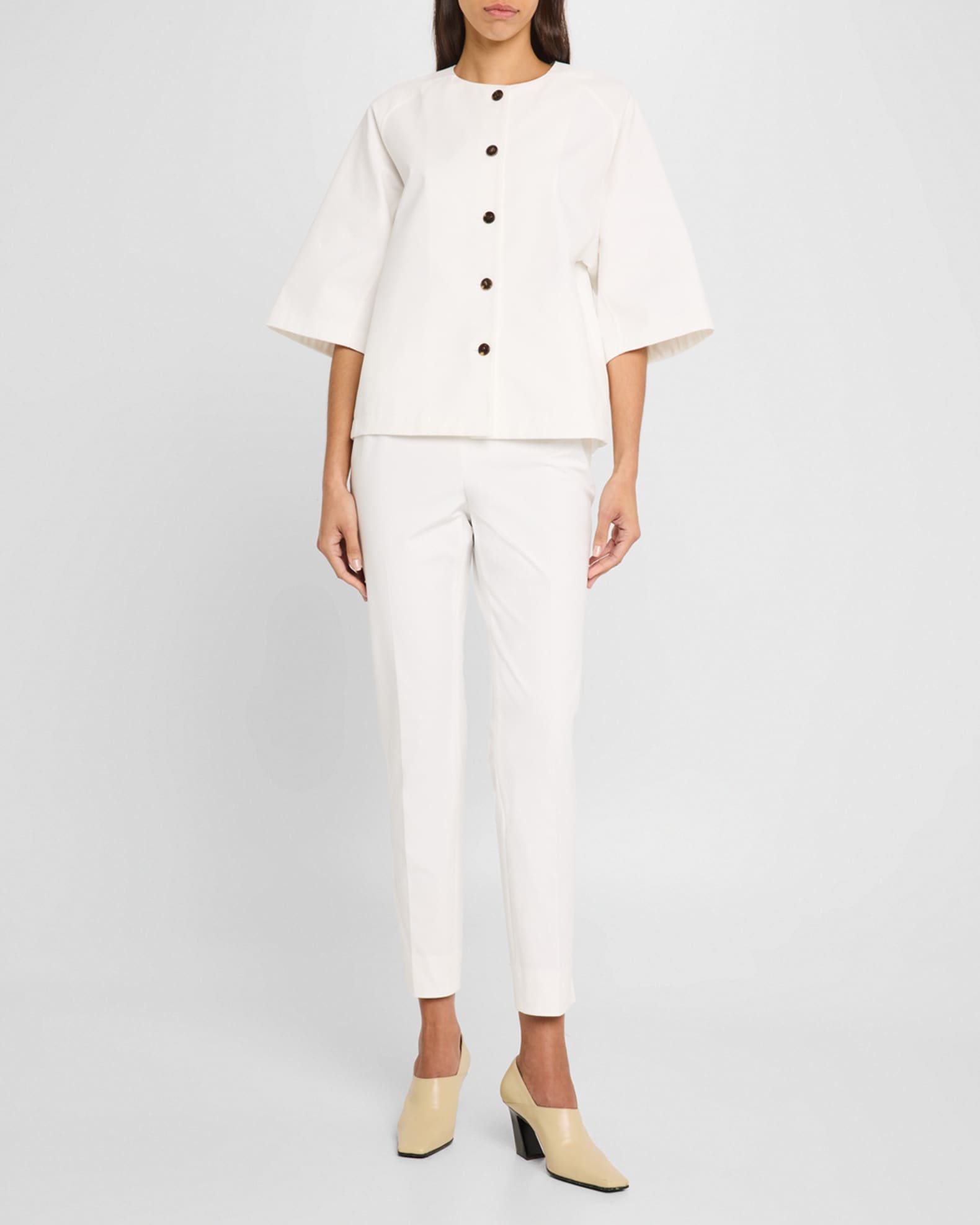 Lafayette 148 New York Stanton Cropped Techno Stretch Twill Pants | Neiman Marcus