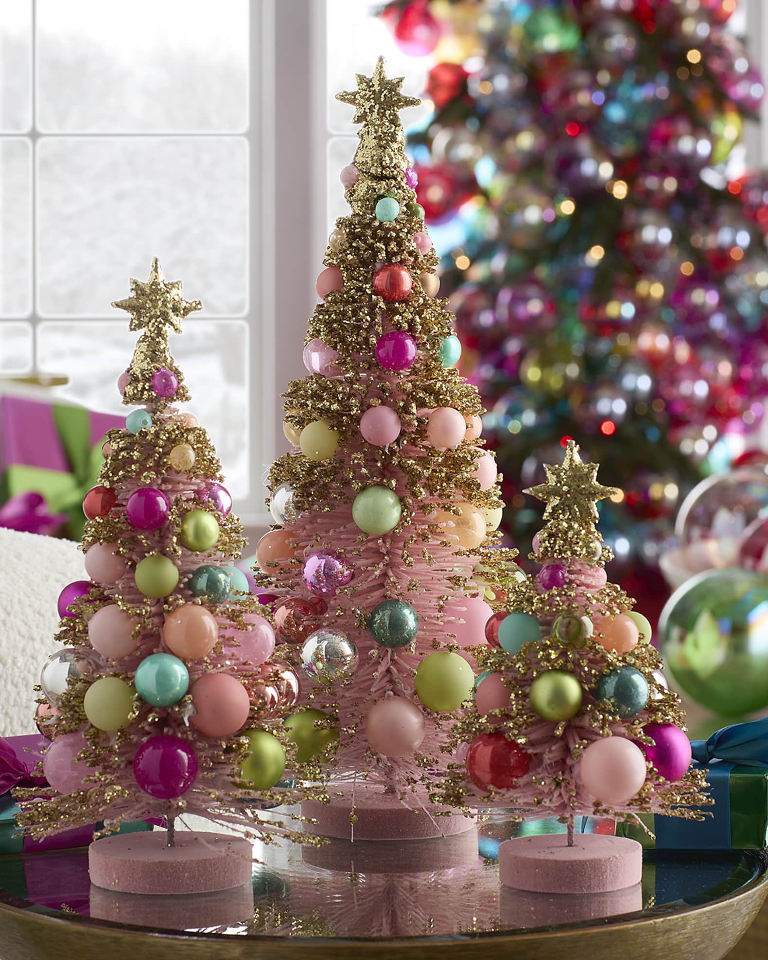 Cody Foster & Co Pink Merry and Bright Christmas Trees, Set of 3 ...