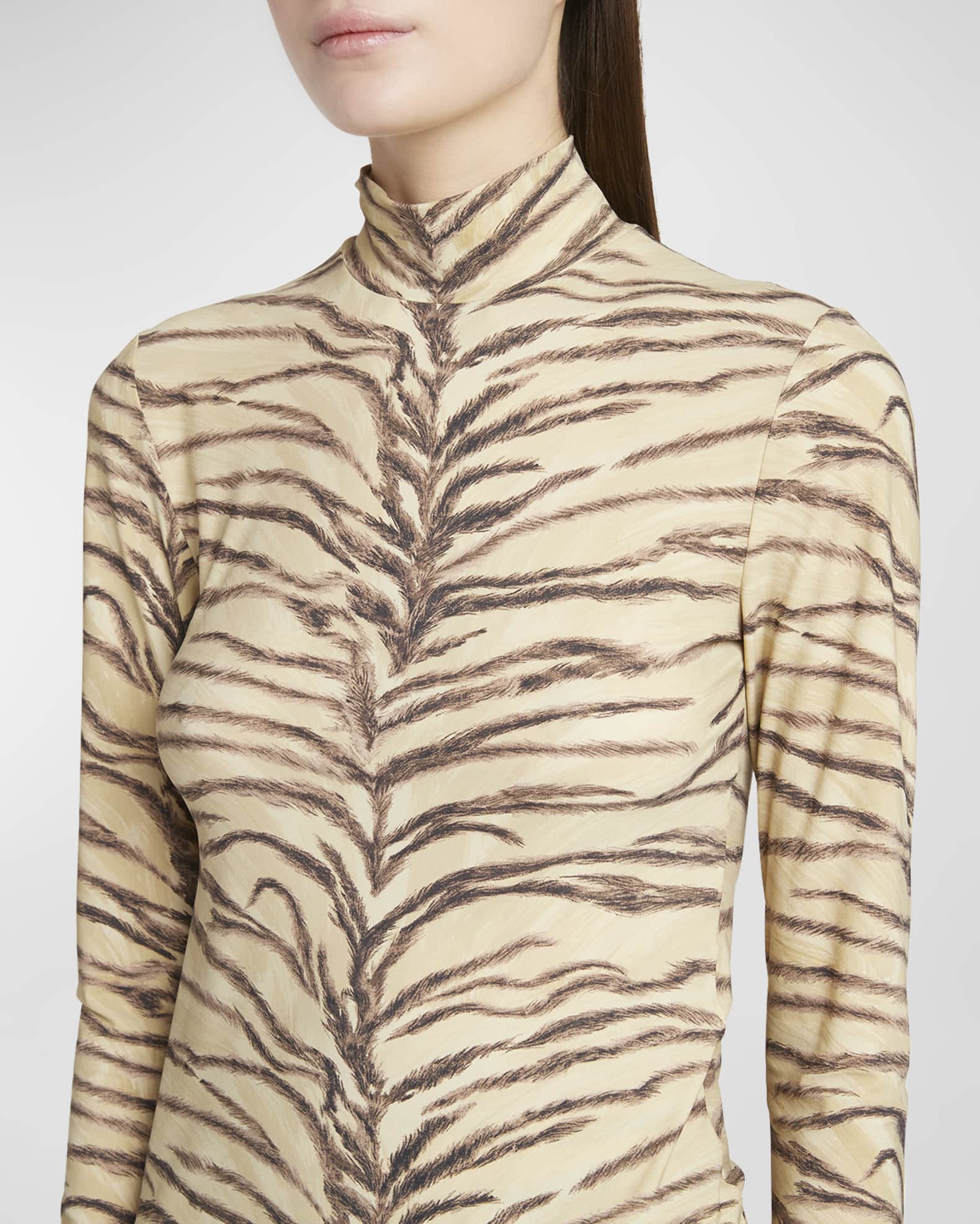 Stella McCartney Tiger Print Turtleneck Top | Neiman Marcus