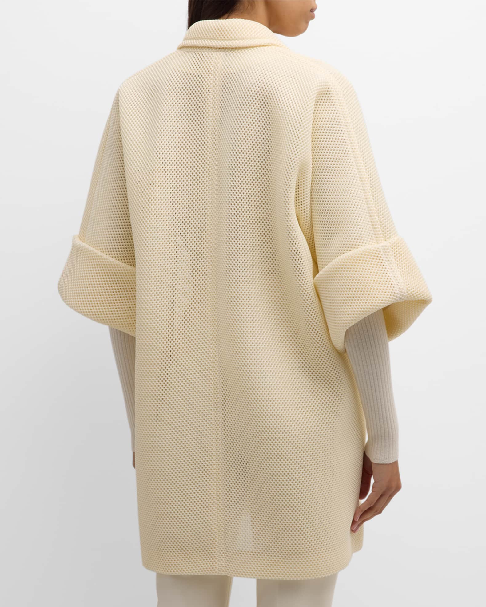 Max Mara Quatto Short-Sleeve Double-Breasted Mesh Coat | Neiman Marcus