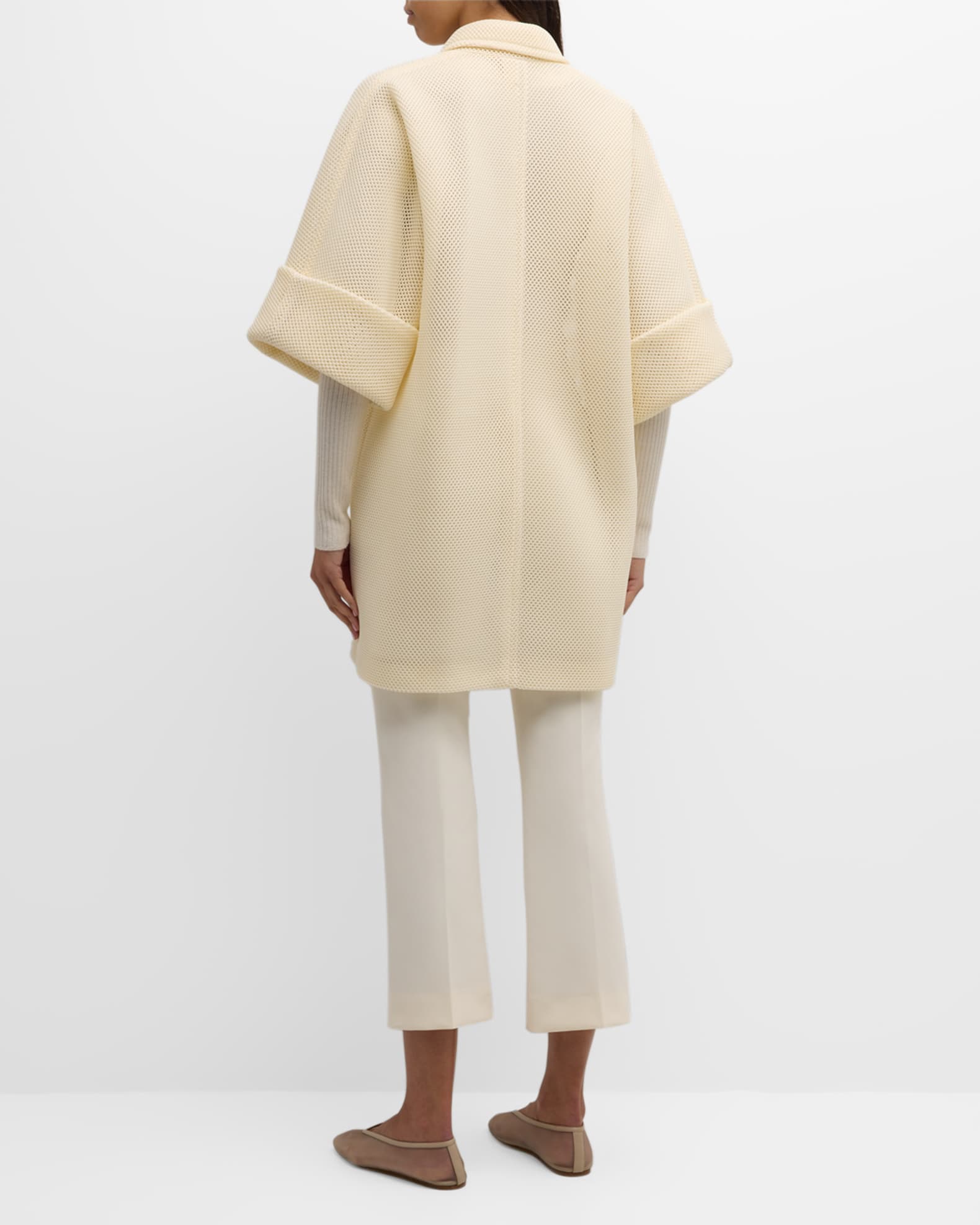 Max Mara Quatto Short-Sleeve Double-Breasted Mesh Coat | Neiman Marcus
