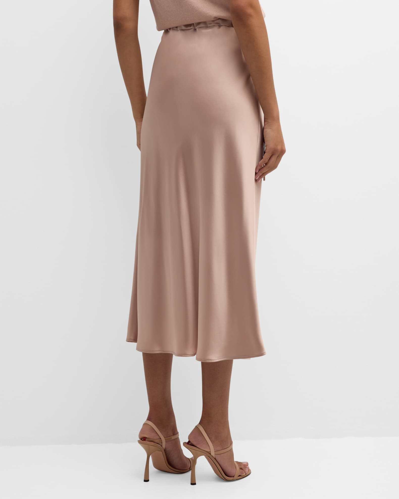 Max Mara Editore Drawstring Satin Midi Skirt | Neiman Marcus