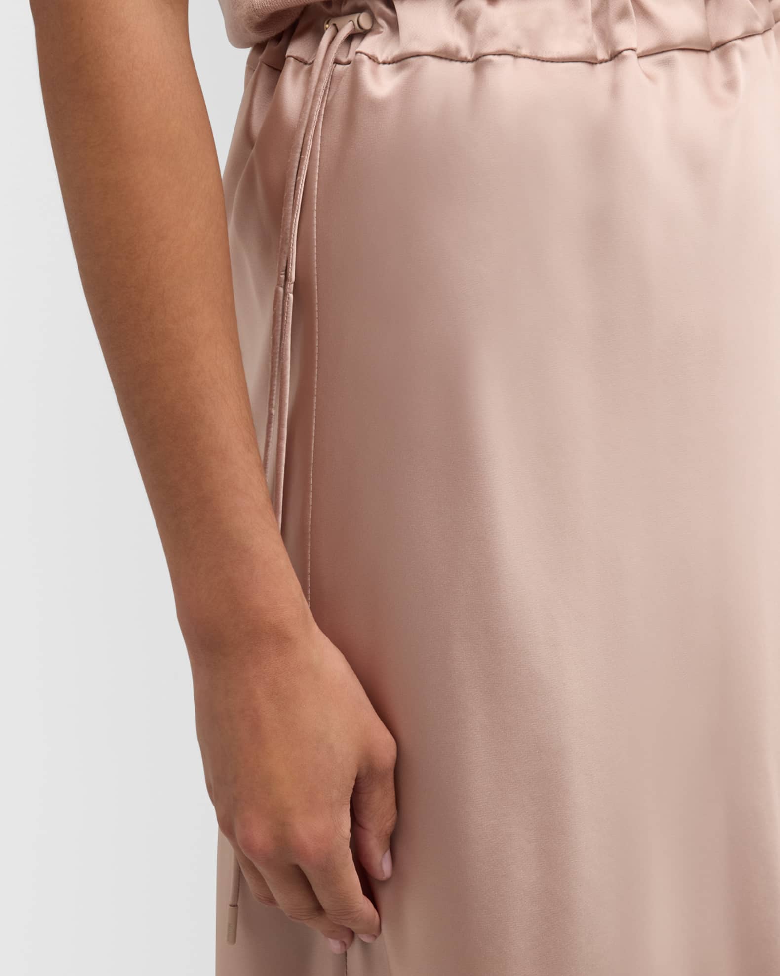 Max Mara Editore Drawstring Satin Midi Skirt | Neiman Marcus