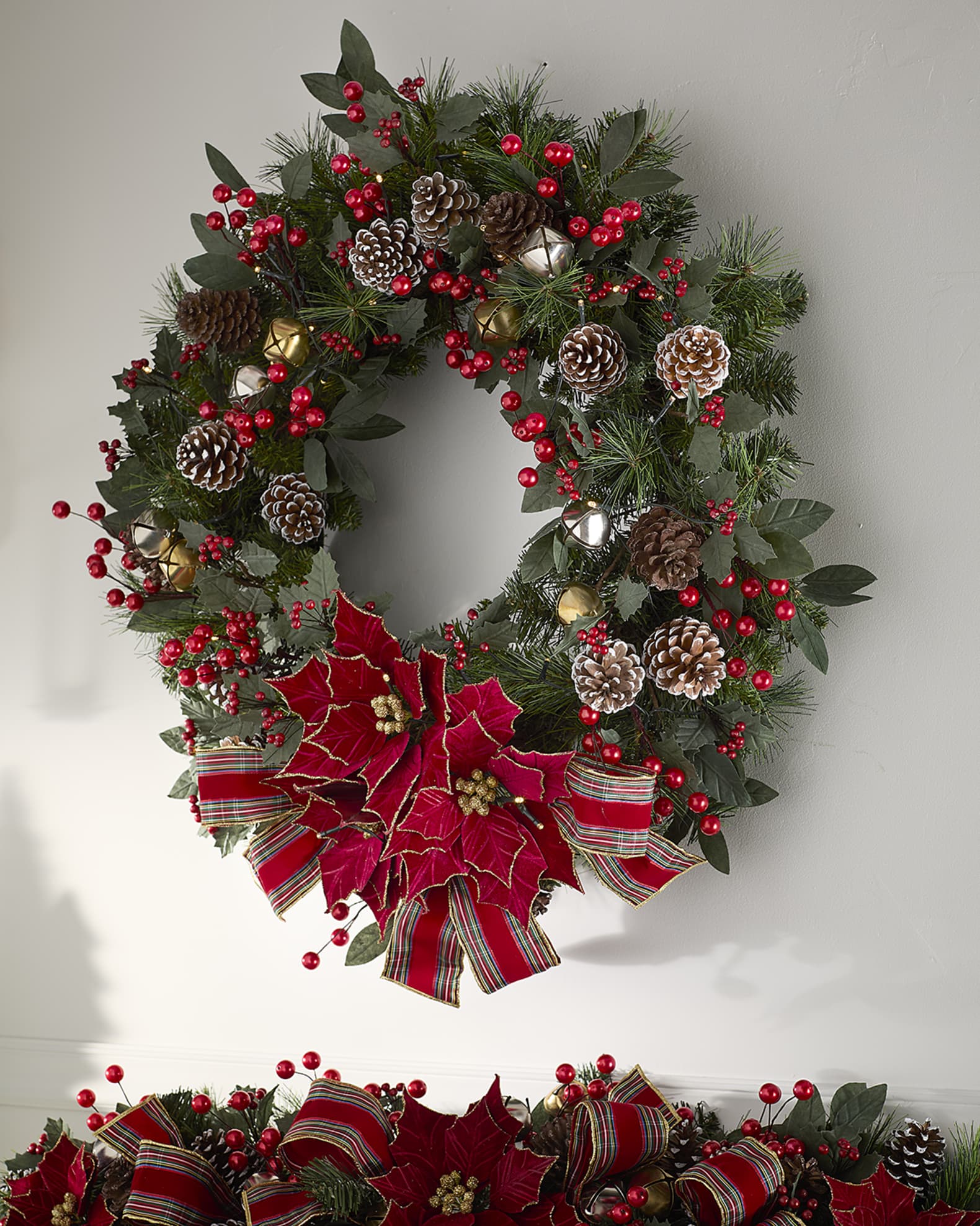 Neiman Marcus 28" Classic Christmas Pre-Lit Wreath | Neiman Marcus