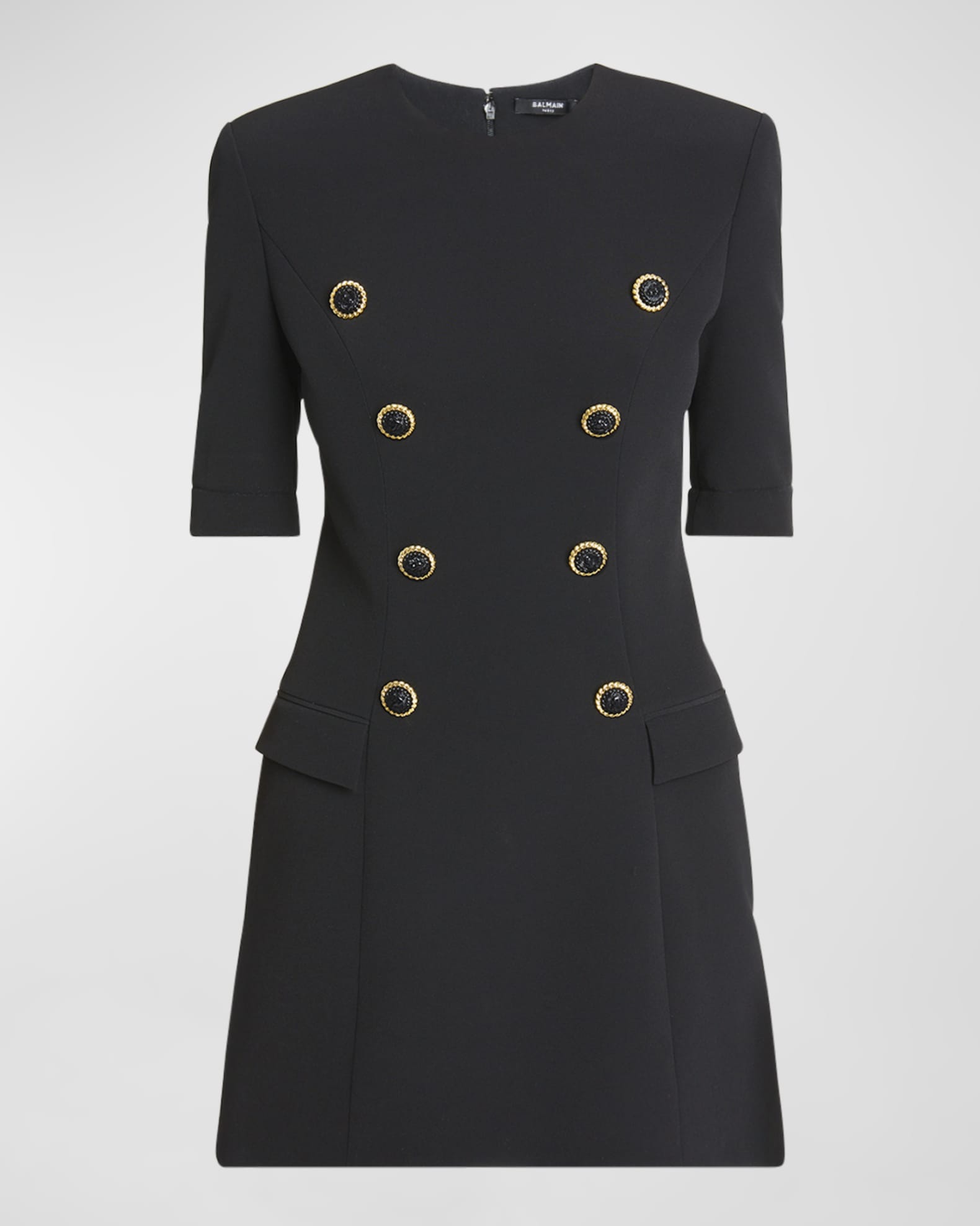Balmain Tailored Mini Dress with Button Details | Neiman Marcus